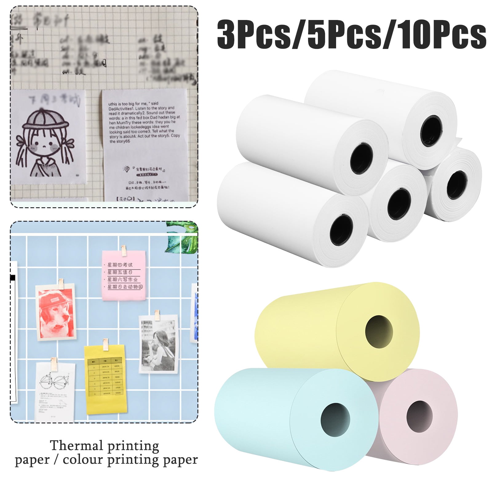 Stuffygreenus Thermal Printer Paper, Mini Roll, Self-Adhesive Sticker ...
