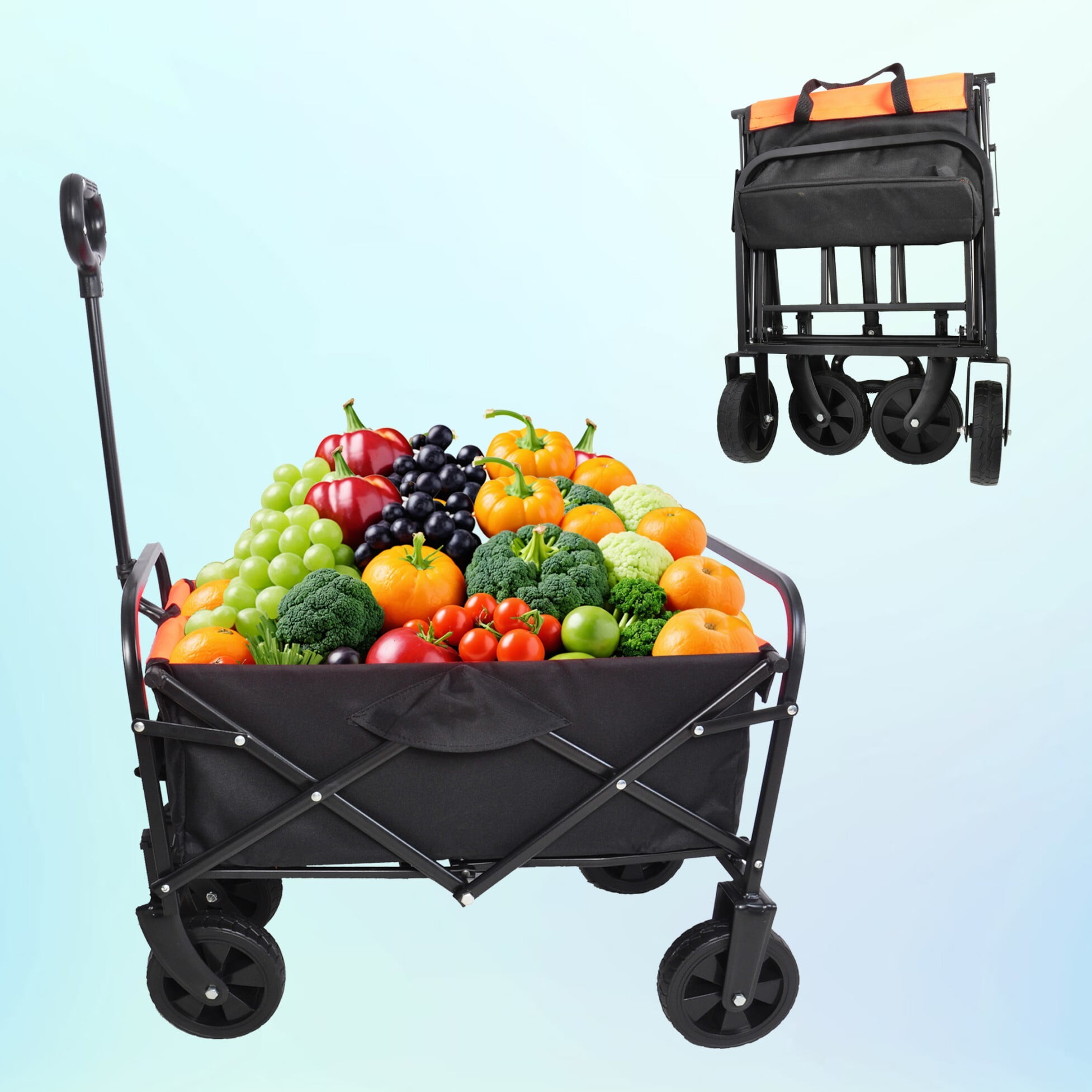 Stufurhome 220Lbs Foldable Mini Wagon Cart, Portable Lightweight ...