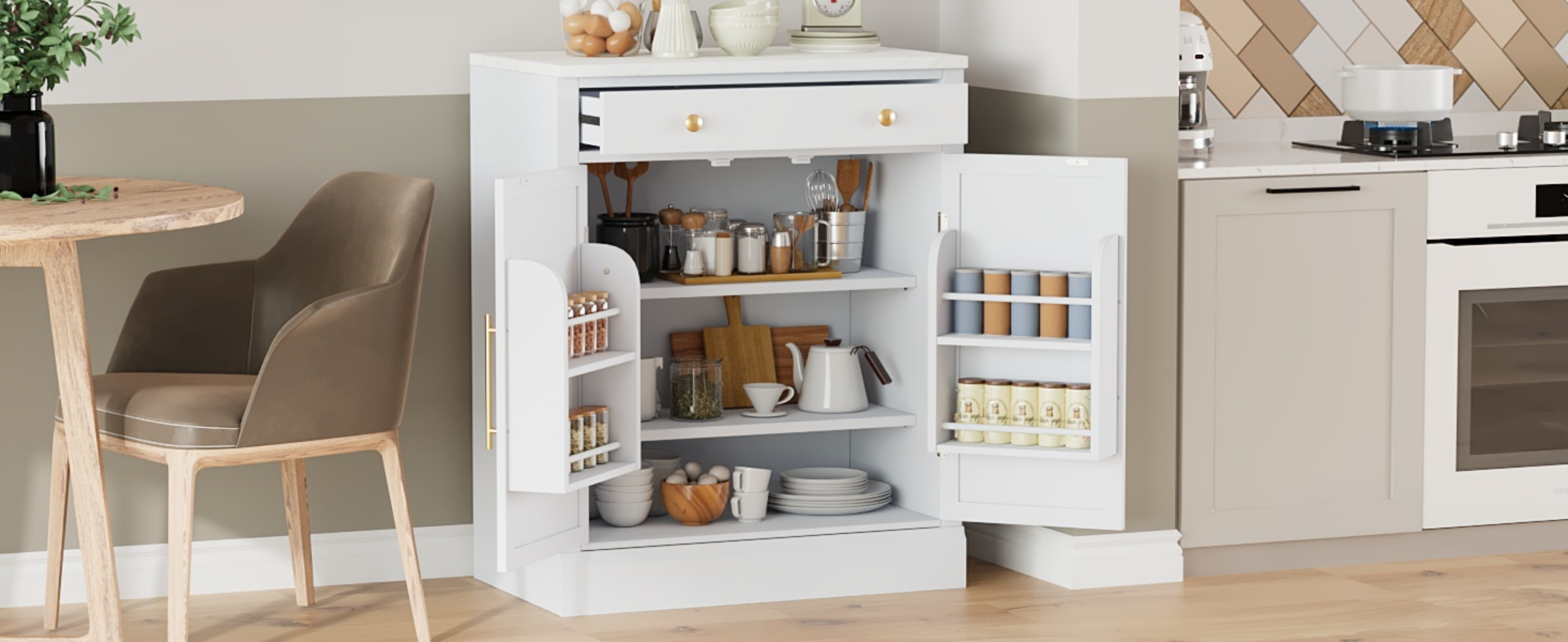 Stufurhome 36in Modern Freestanding Kitchen Pantry,Buffet Food Storage ...