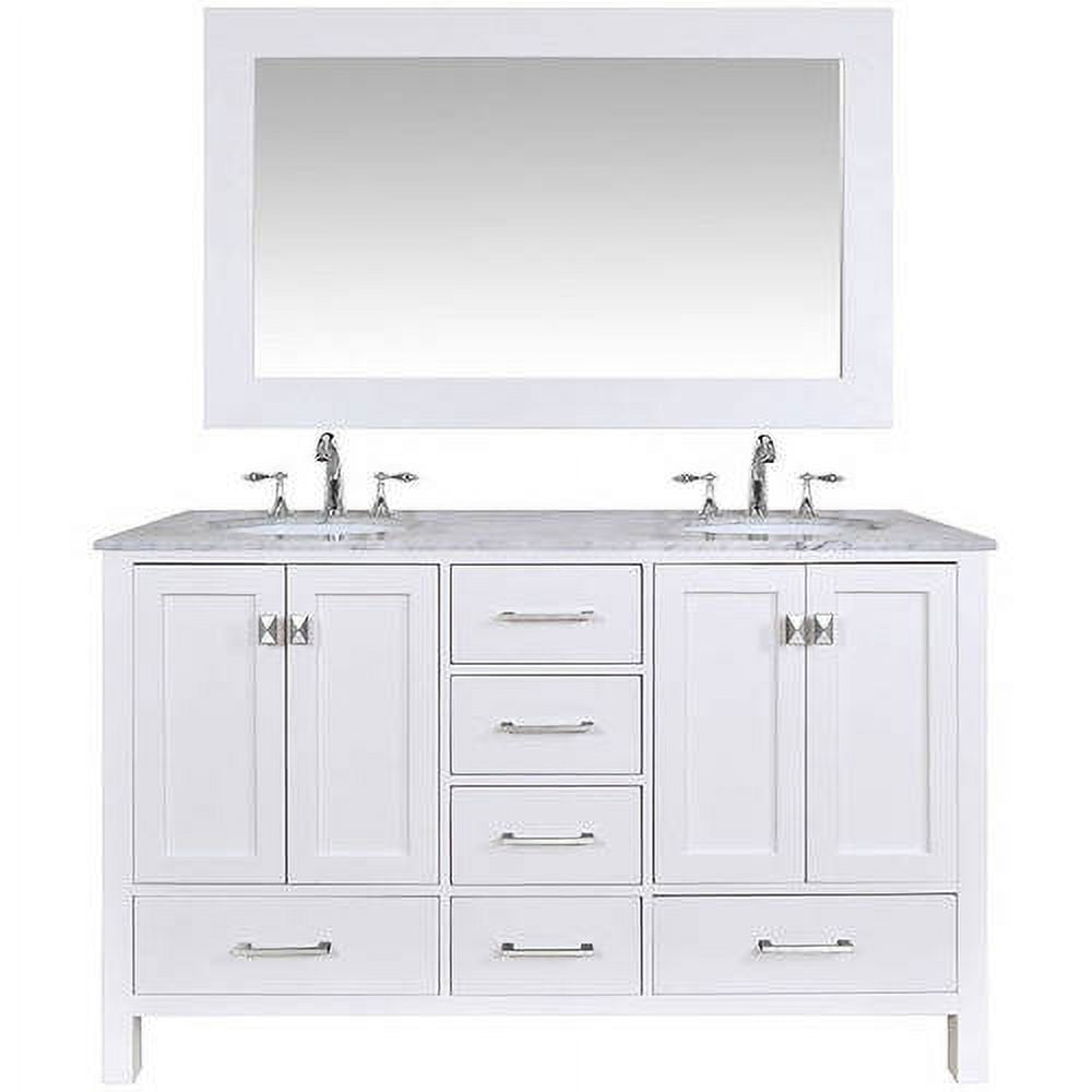 Stufurhome 60 inch Malibu Pure White Double Sink Bathroom Vanity with ...