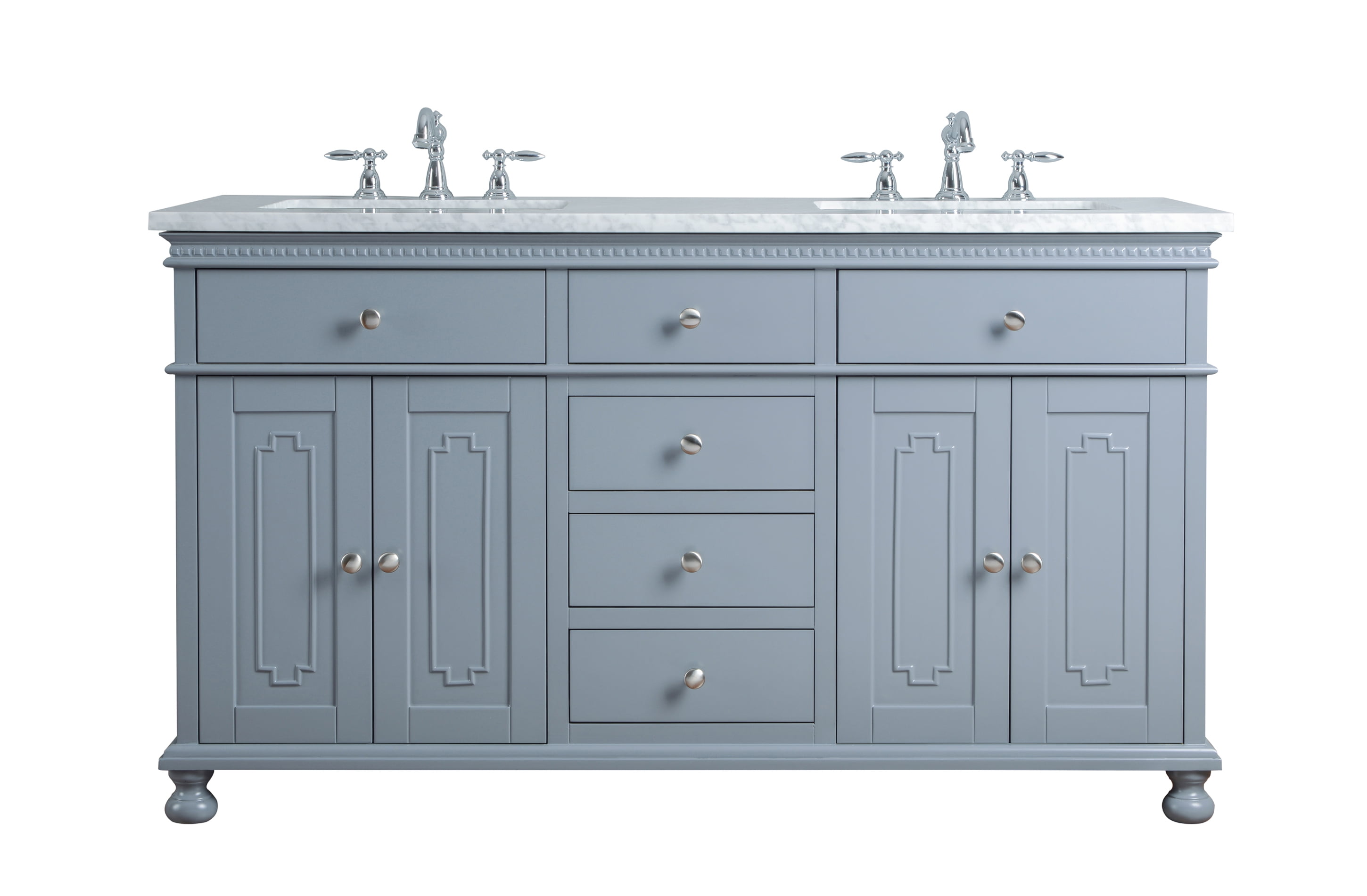 Stufurhome Abigail Embellished 60 Inches Grey Double Sink Bathroom ...