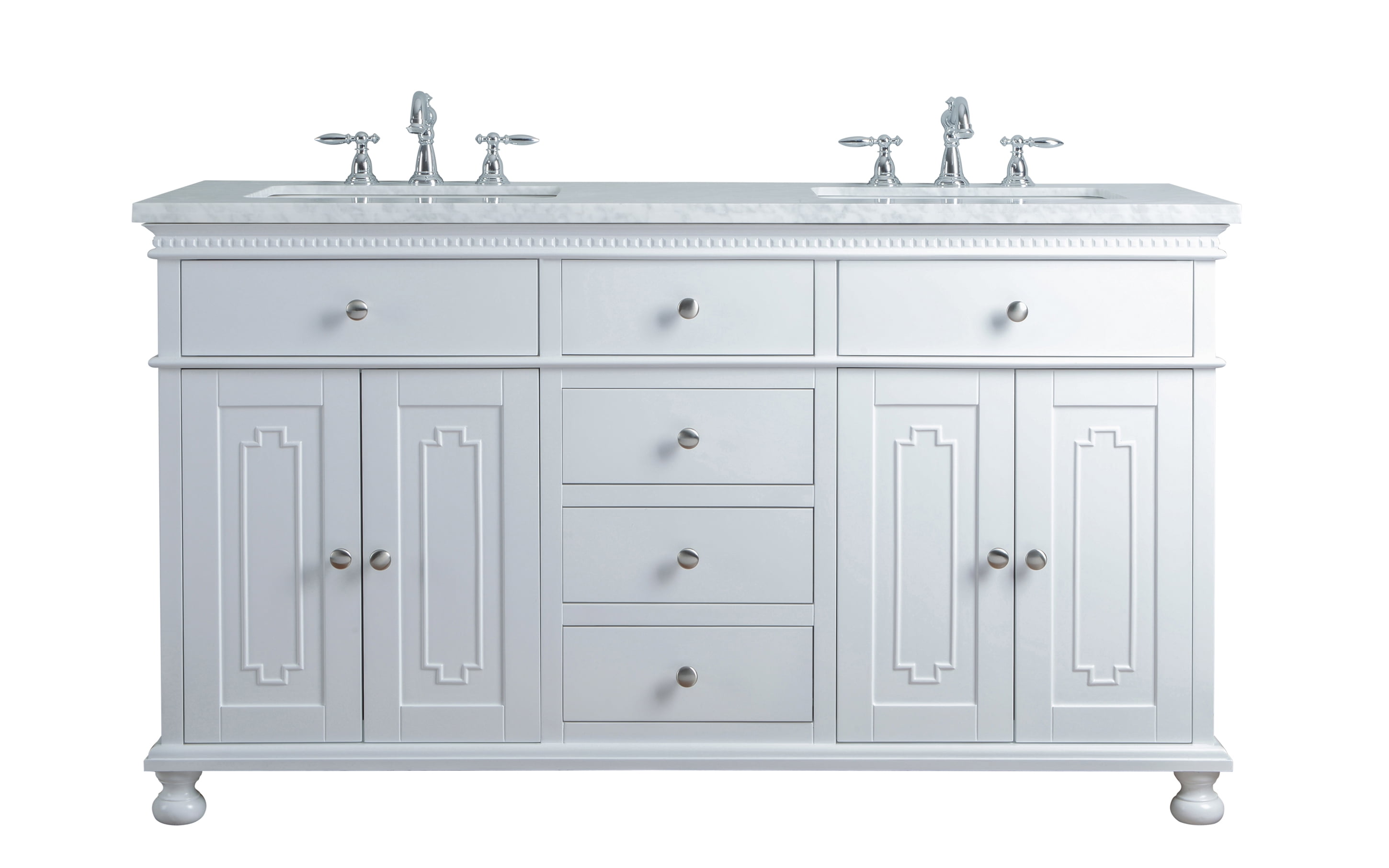 Stufurhome Abigail Embellished 60 Inches White Double Sink Bathroom ...