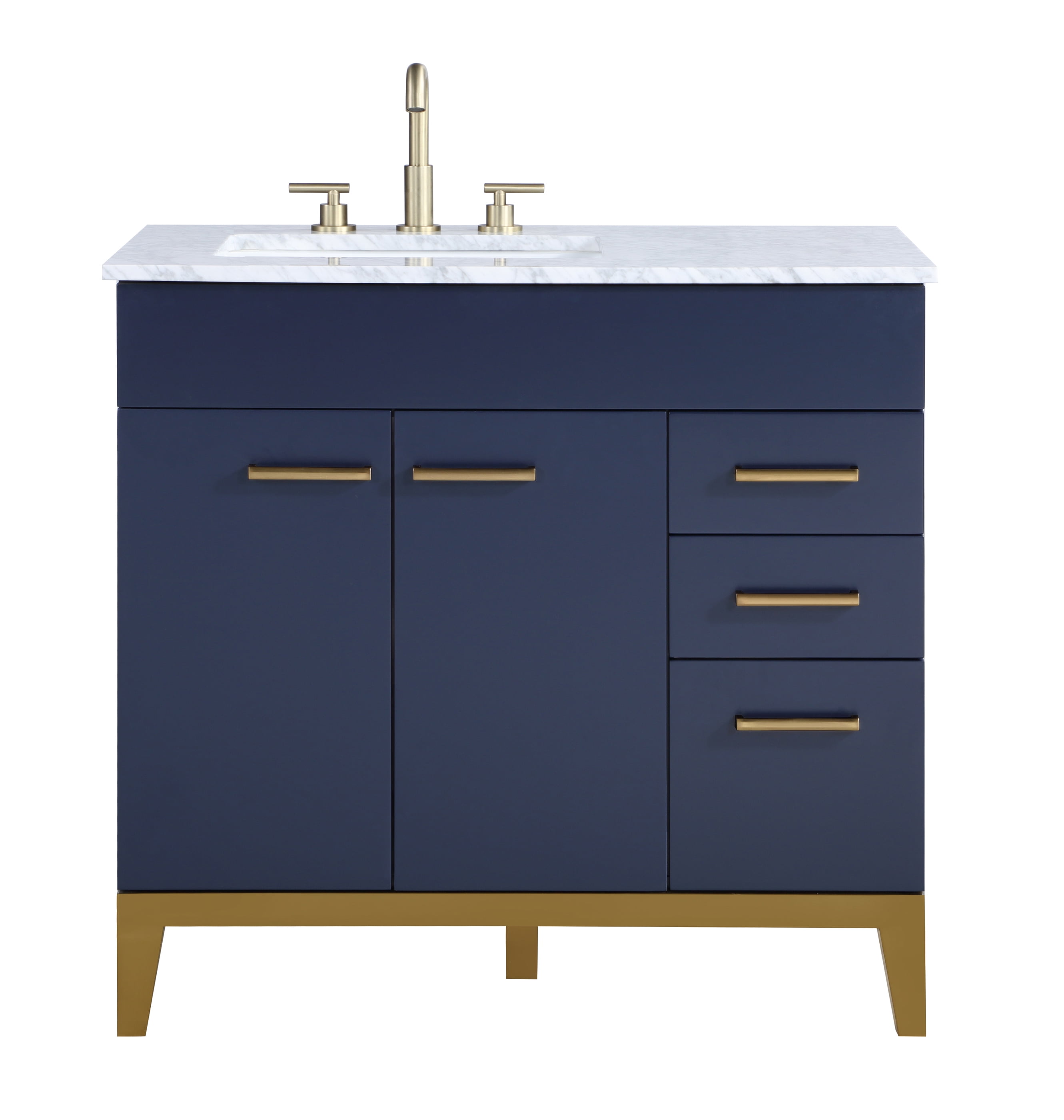 Stufurhome Alisson Dark Blue 36 inch Single Sink Bathroom Vanity ...