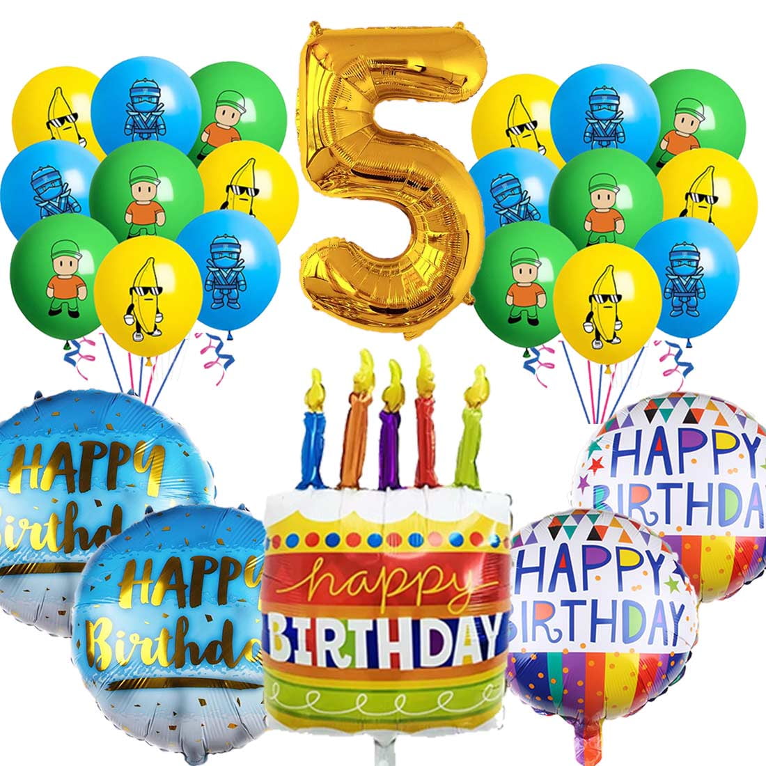 Stumble Guys Balloons Party Supplies 5th Big Number Decorations Decor ...