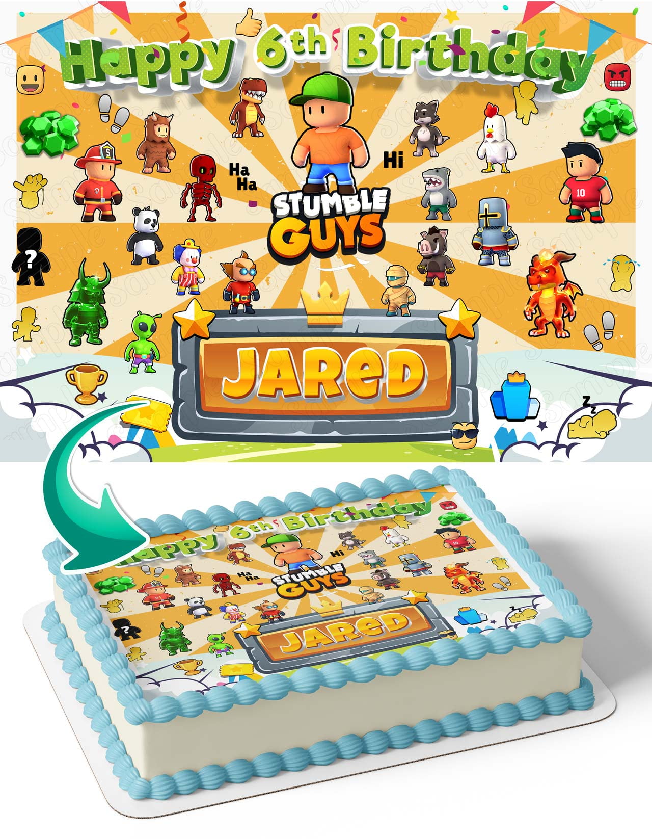 Stumble Guys Edible Image Cake Topper Personalized Birthday Sheet Decal ...