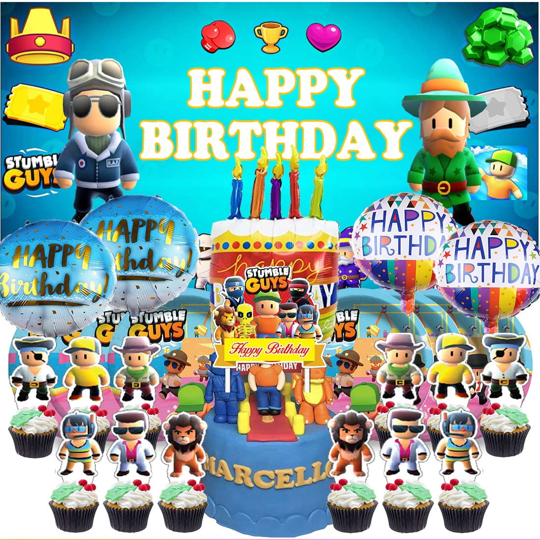 Stumble Guys Party Supplies Decor Tableware Backdrop Banner Cake Topper ...