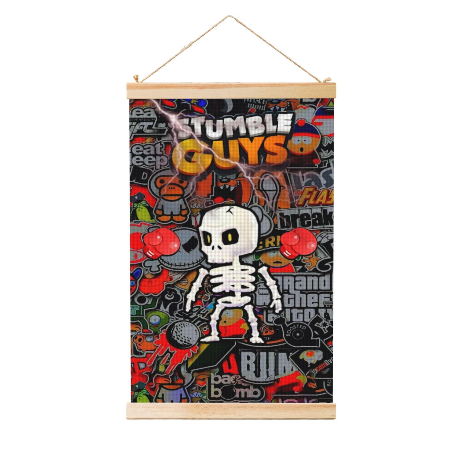 Stumble Guys Posters Wall Hanging Wooden Shaft Poster Wall Art ...