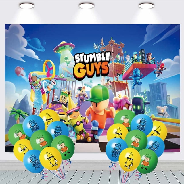 Stumble Guys Backdrop Banner Balloons Party Decorations Supplies ...