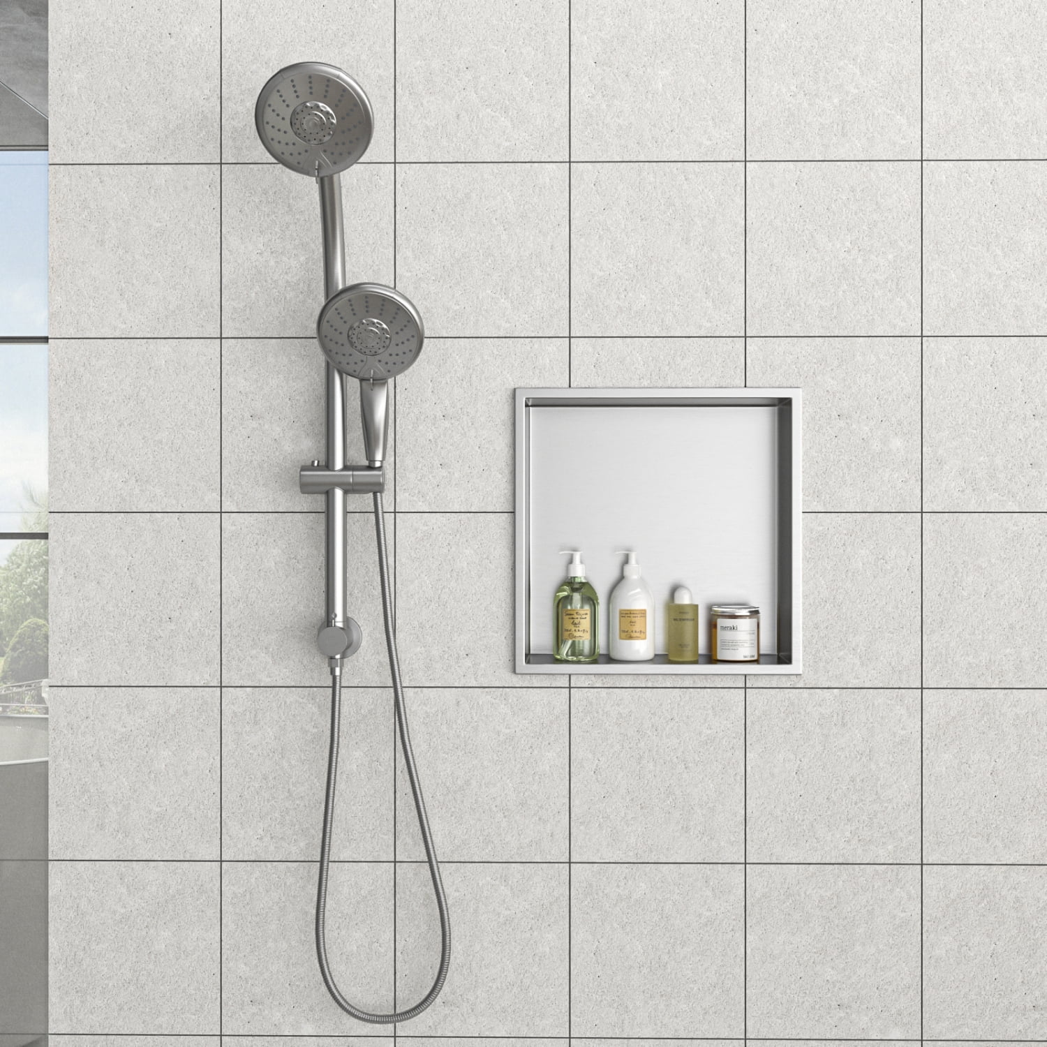 Stunning 13” x 13” Brushed Nickel Stainless Steel Shower Niche for ...