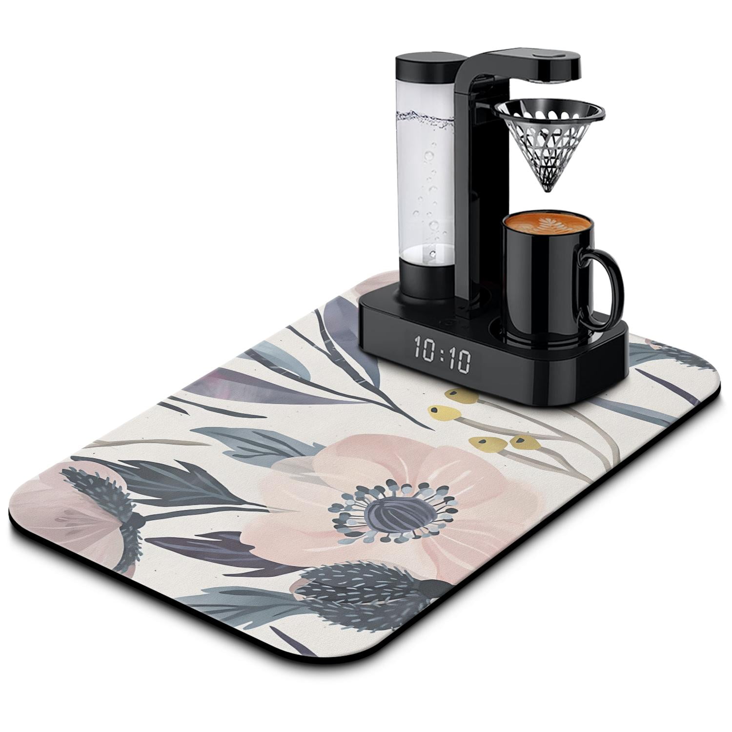Stunning 19.5x12in Coffee Drying Mat - Floral Kitchen Counter Accessory ...