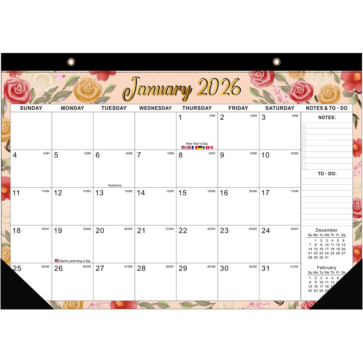 Stunning 2026-2027 Desk Calendar with Unique Watercolor Art – Extra ...