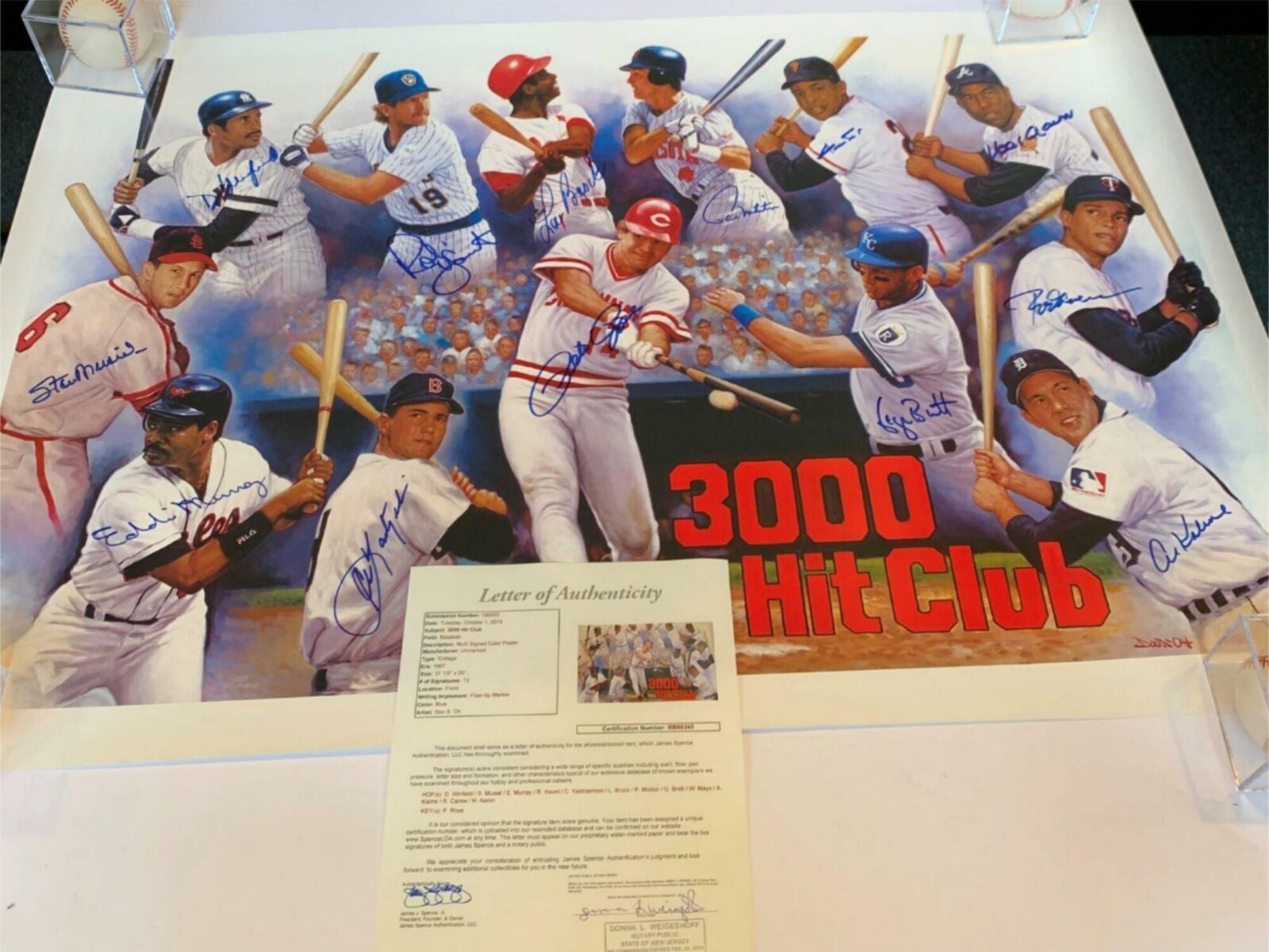 Stunning 3,000 Hit Club Signed Large 25x37 Lithograph Photo 13 Sigs JSA ...