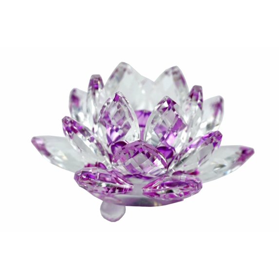 Stunning 3.5" Clear & Purple Hue Reflection Crystal Lotus Home Decor ...