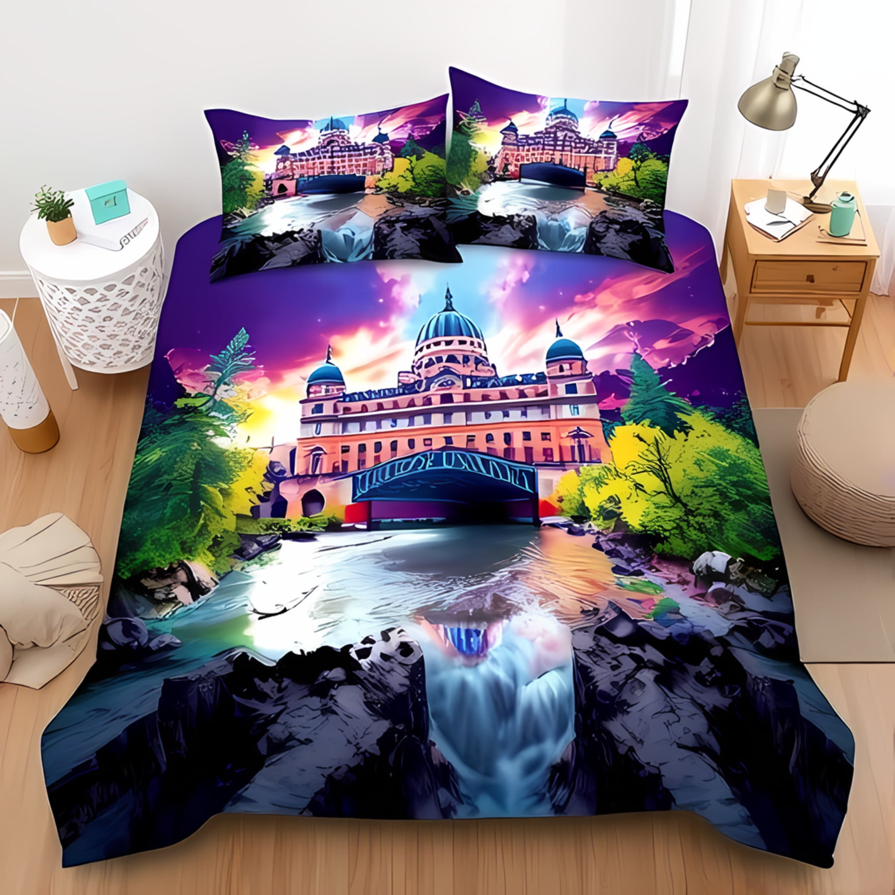Stunning 3-Piece Duvet Cover Set Featuring European & Tranquil River ...