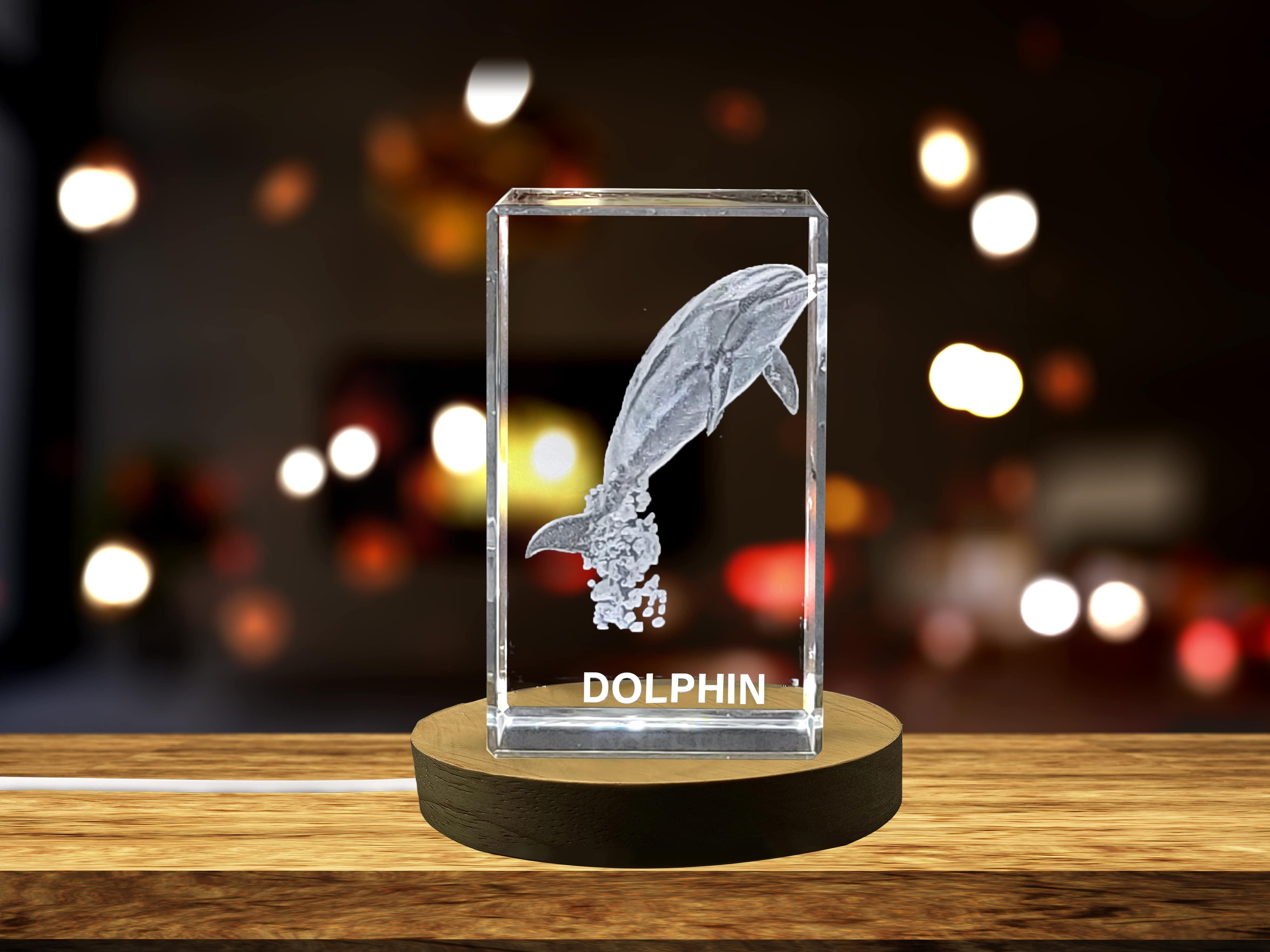 Stunning 3D Engraved Crystal of a Playful Dolphin - Perfect for Ocean ...