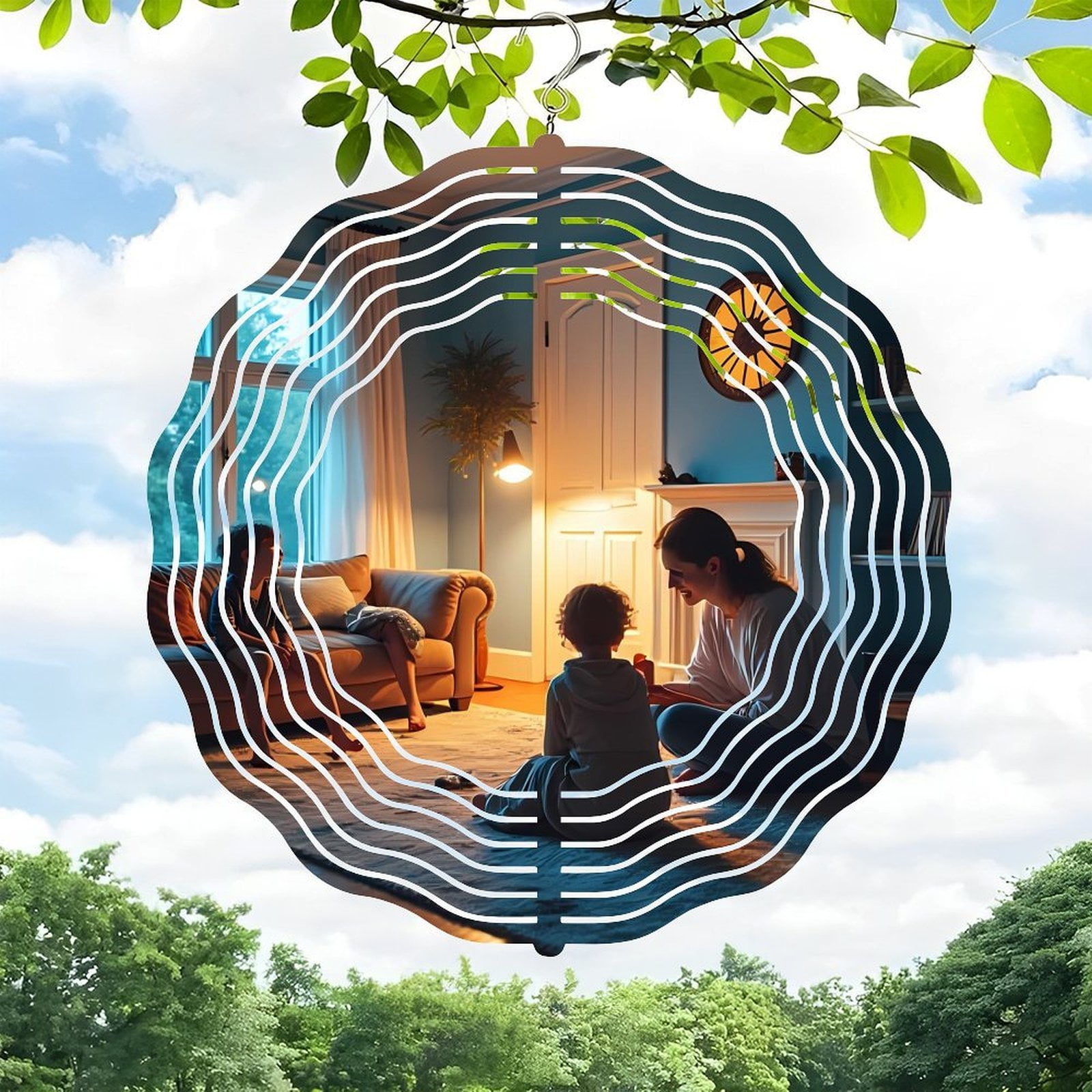 Stunning 3D Metal Hanging Wind Spinners - Circular Pattern Design for ...