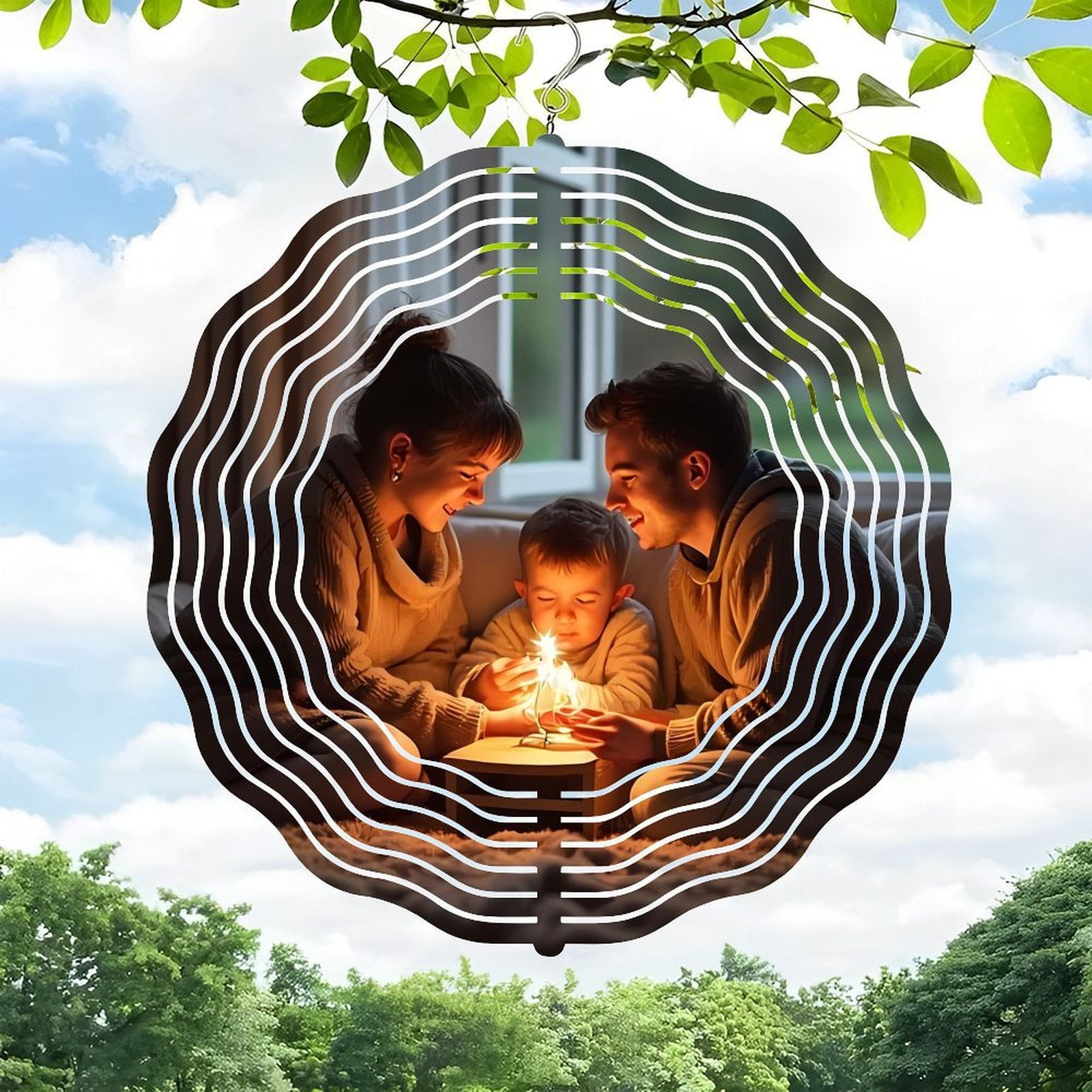 Stunning 3D Metal Hanging Wind Spinners - Decorative Wireframe Design ...