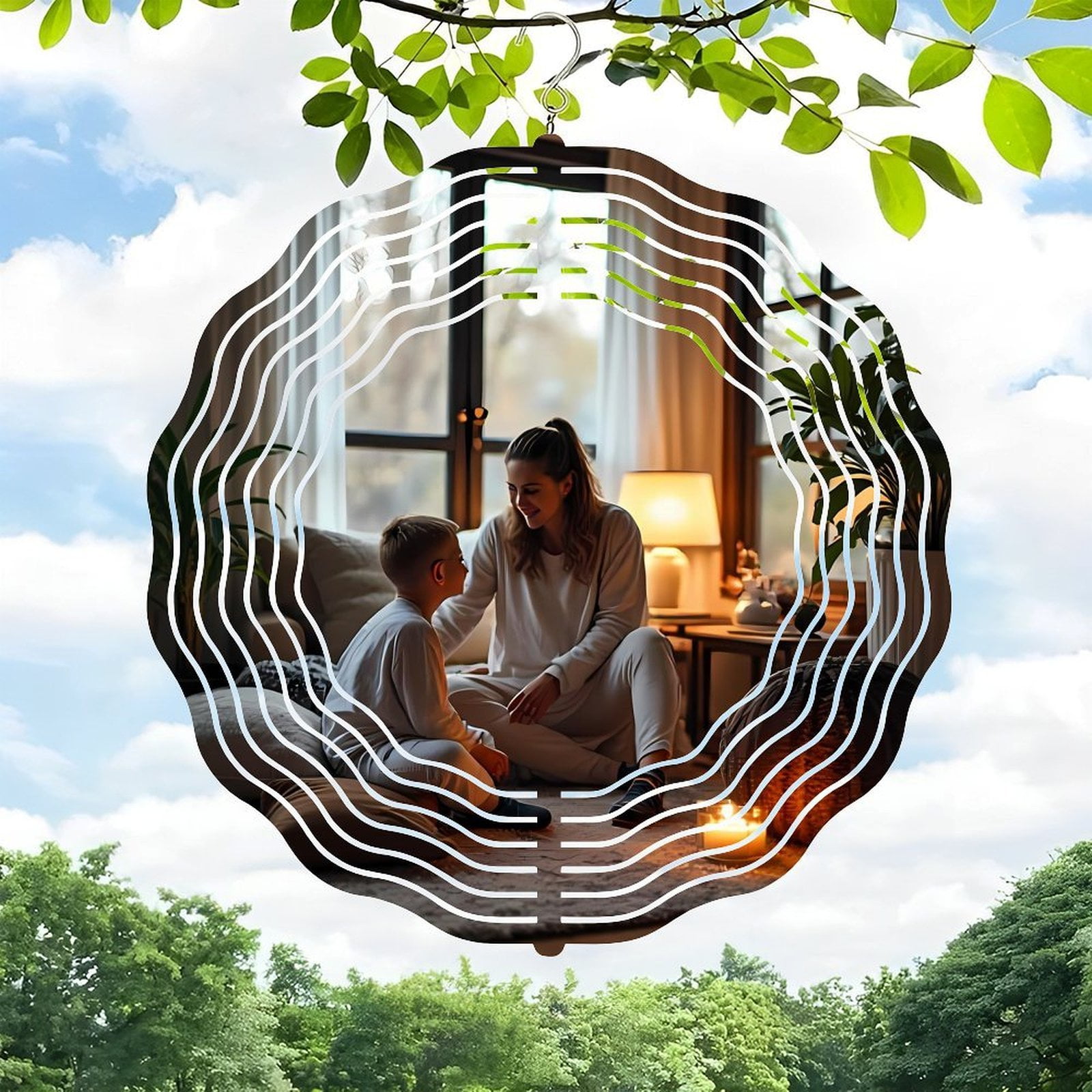 Stunning 3D Metal Hanging Wind Spinners - Unique Circular Wavy Pattern ...