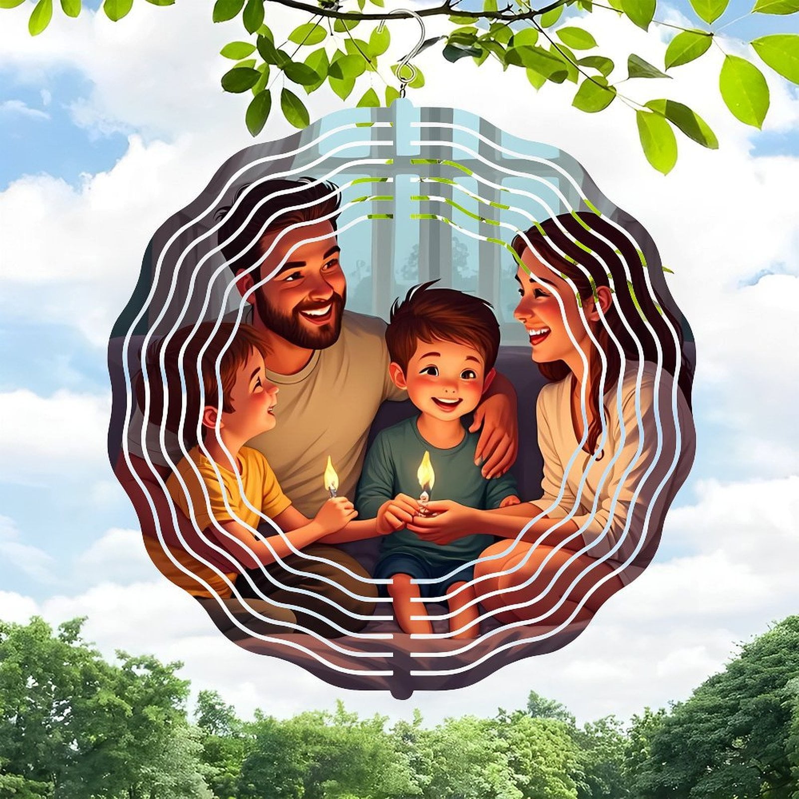 Stunning 3D Metal Hanging Wind Spinners - Unique Wireframe Design for ...