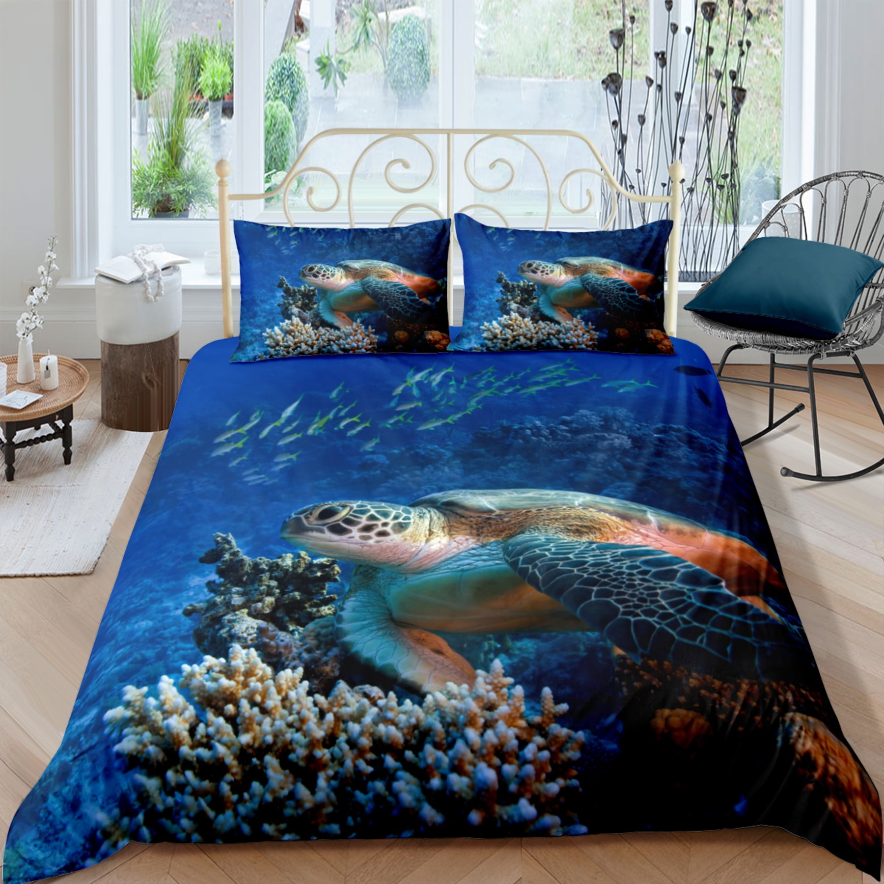 Stunning Bedding Set Photorealistic Underwater Scene with Colorful ...