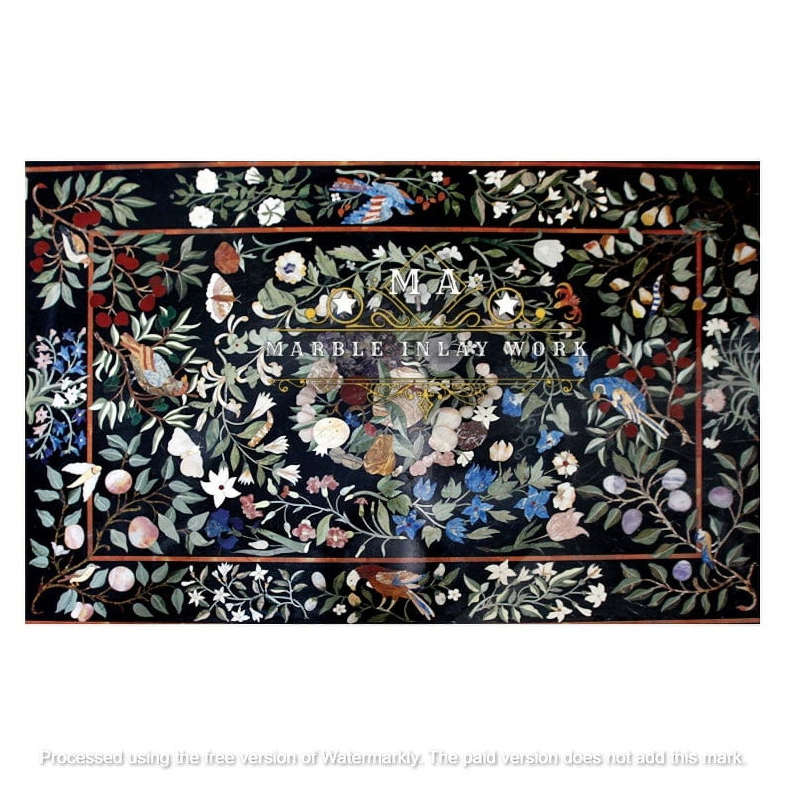 Stunning Black Marble Inlay Dining Table Top – Semi Precious Stone ...