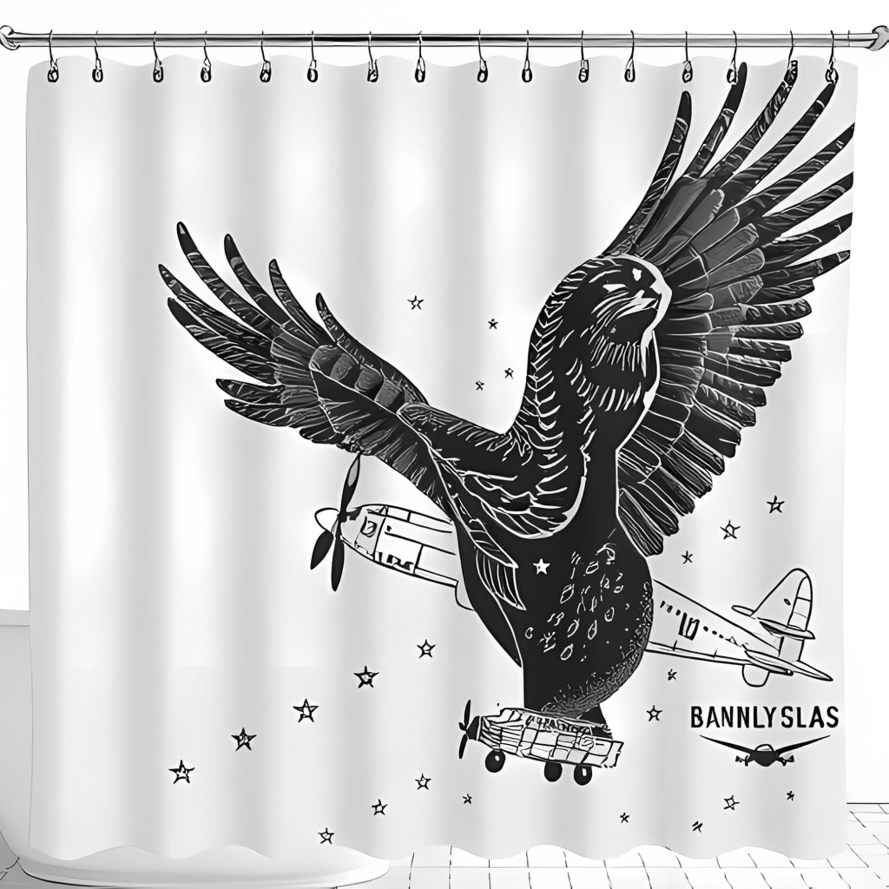 Stunning Black and White Eagle Shower Curtain - Majestic Bird Design ...