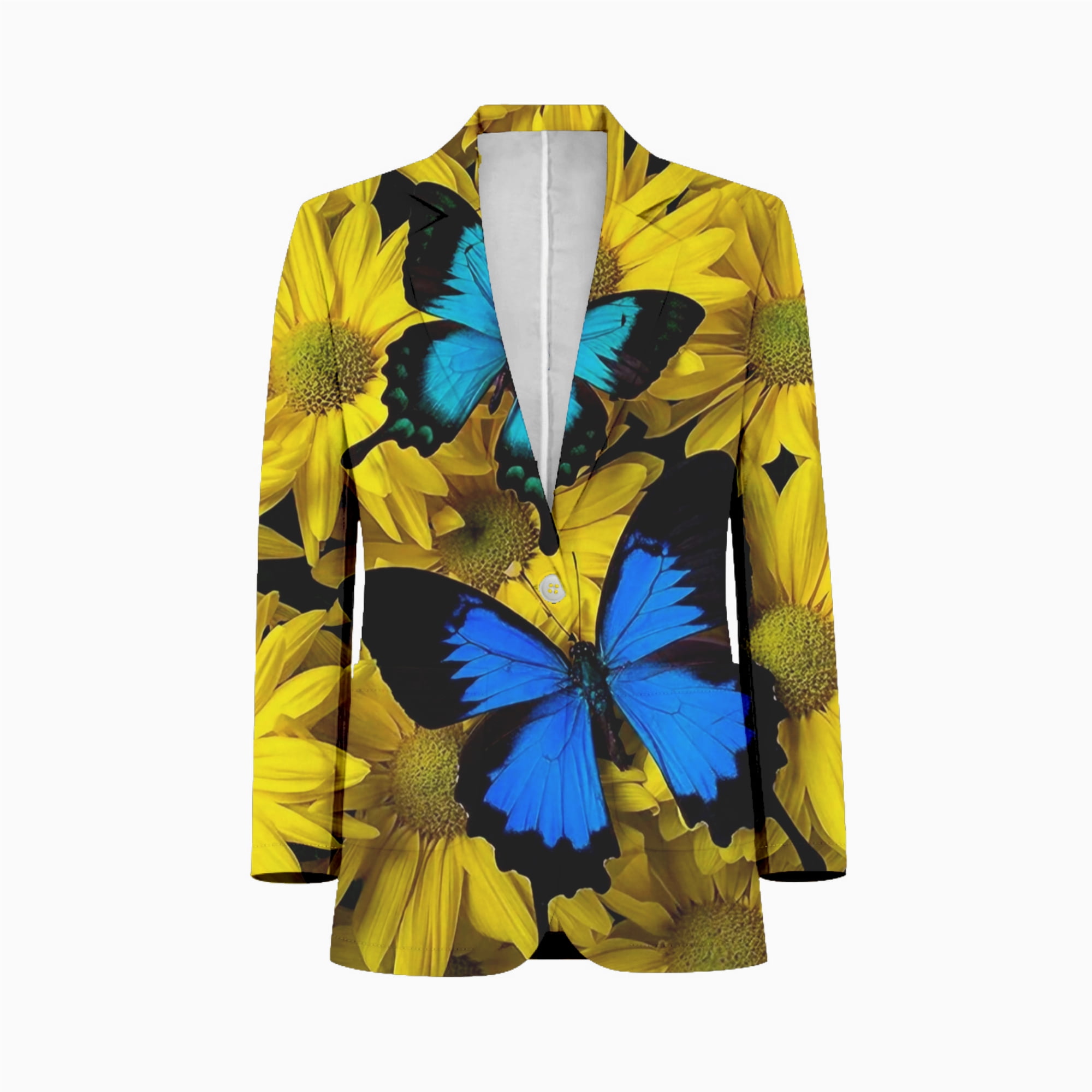 Stunning Blue Butterfly On Sunflowers Customized Men's Suits full man ...