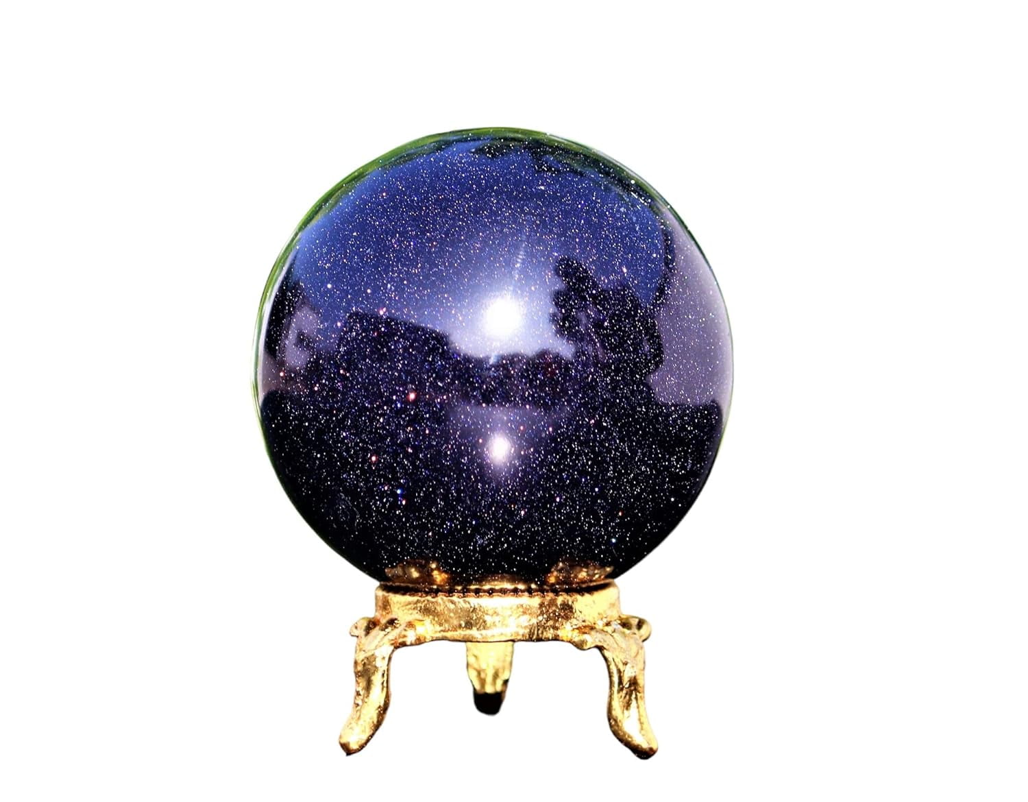 Blue Goldstone Crystal Carved Sphere for Healing Stone & Spiritual Home ...