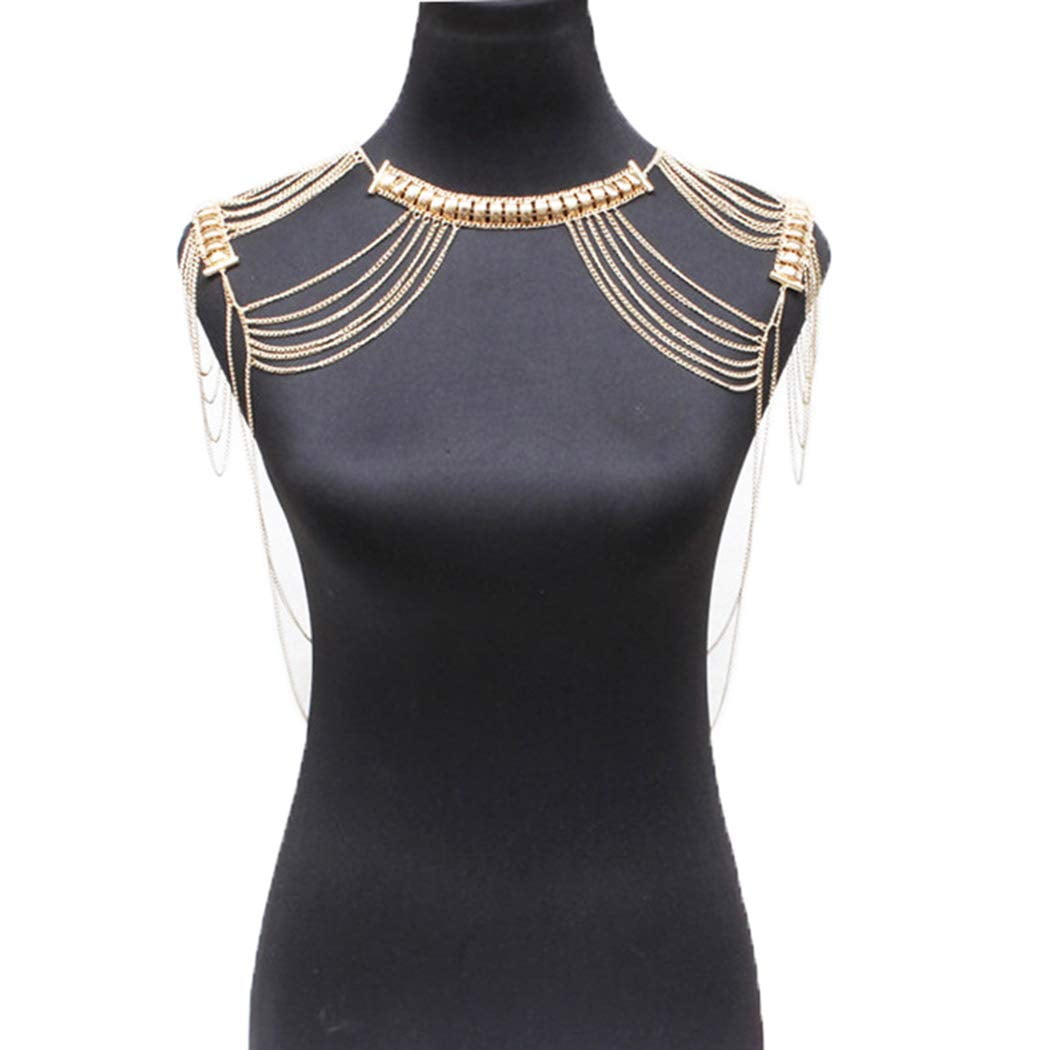 Stunning Gold Body Chains - Fashionable Shoulder Body Chain Harness for ...
