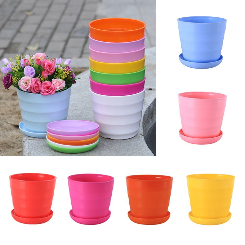 Stunning Gorgeous Colorful Mini Plastic Flower Pot With Trays for ...
