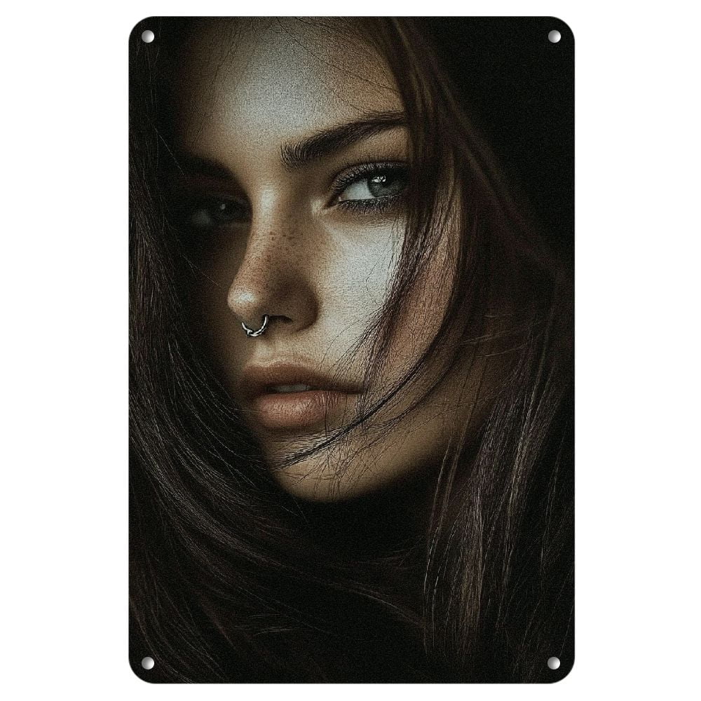 Stunning Graphite Girl Portrait Metal Wall Art - Vintage-Inspired Iron ...