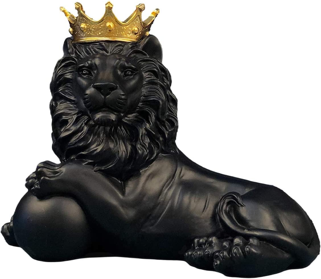 Stunning Lion Crown King Sculpture Home Decor Ornament 3D Animal Statue ...