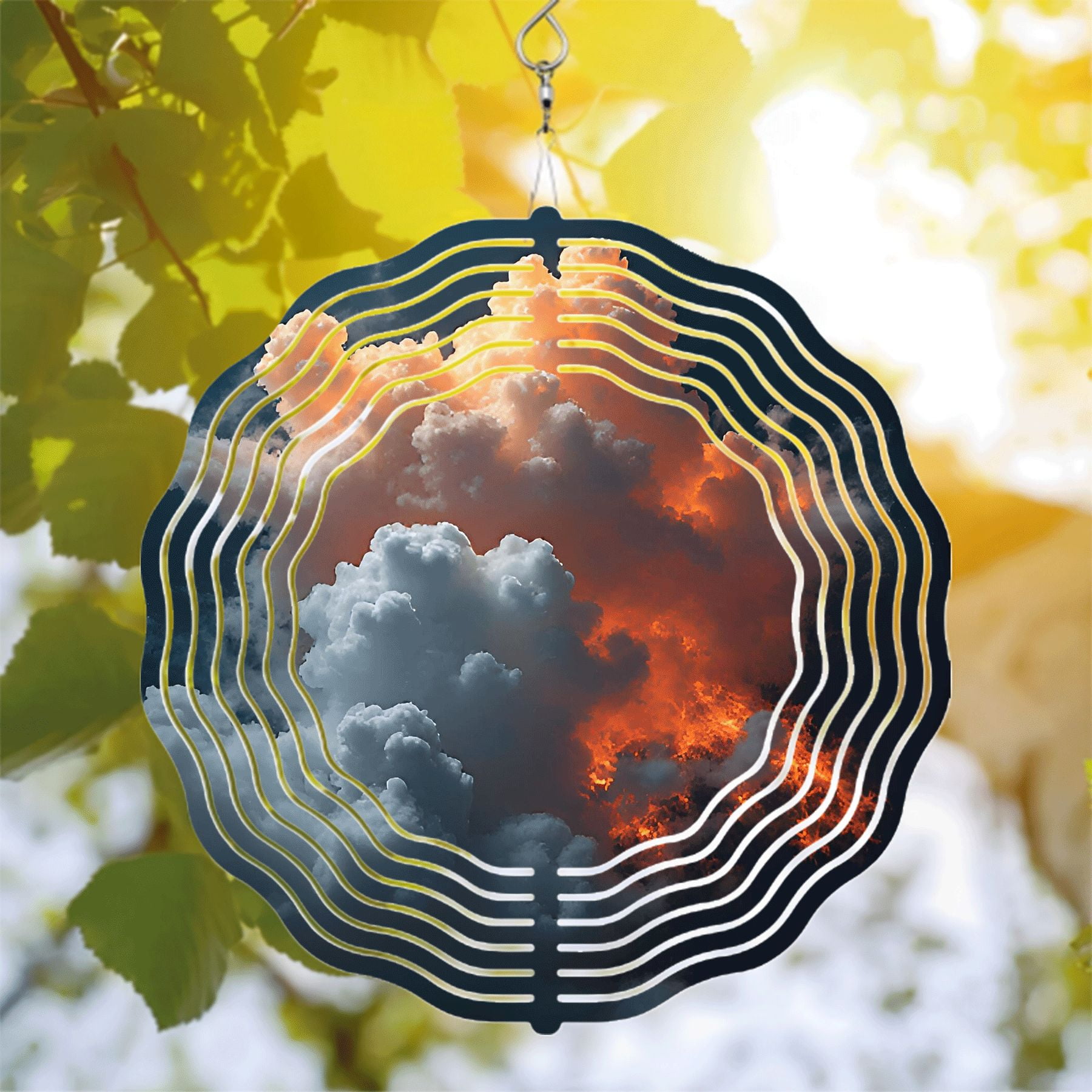 Stunning Metal Hanging Wind Spinner - Concentric Circular Design with ...
