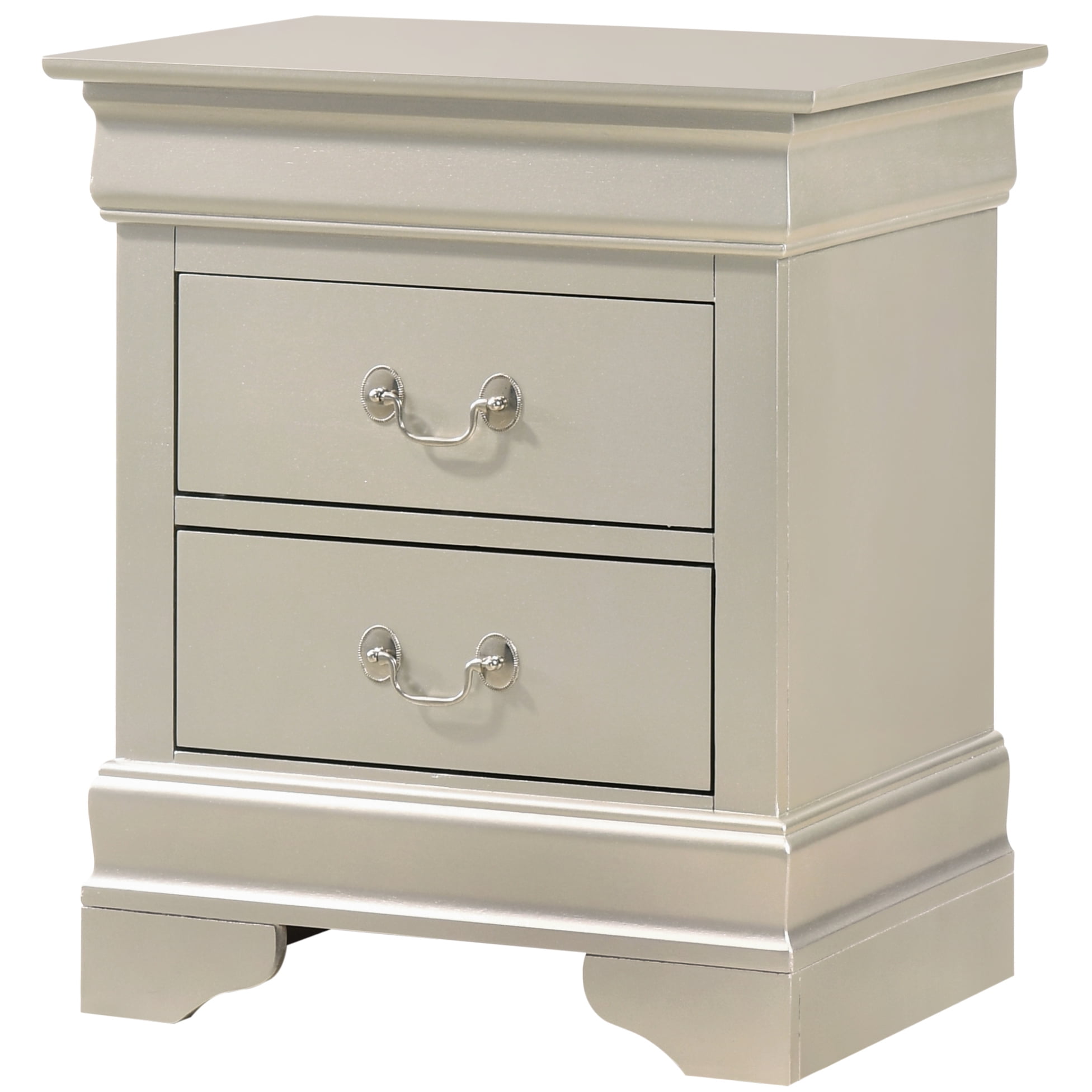 Stunning Nightstand In Silver Champagne Finish - 21" D X 16" W 24" H ...