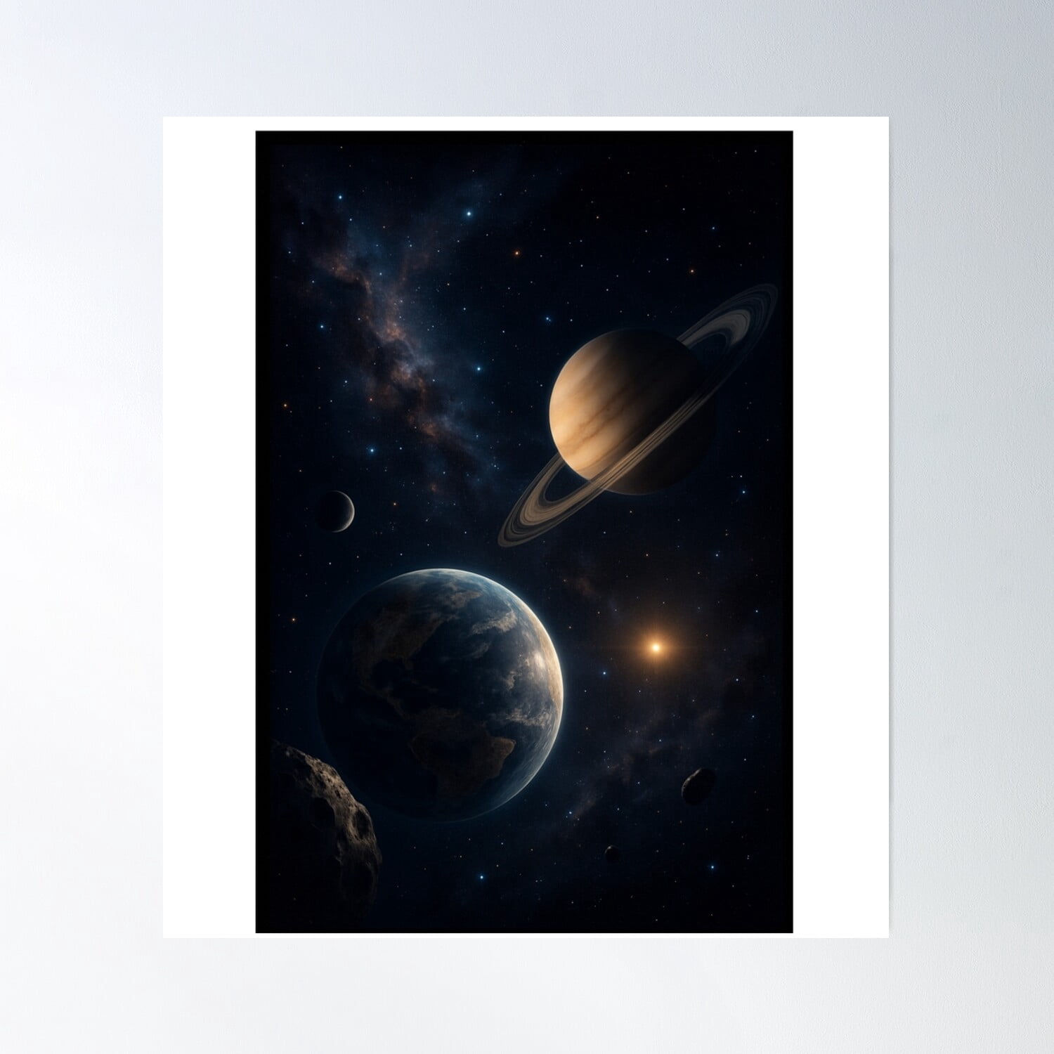 Stunning Realistic Outer Space Planetscape Poster Wall Art, Modern Wall ...