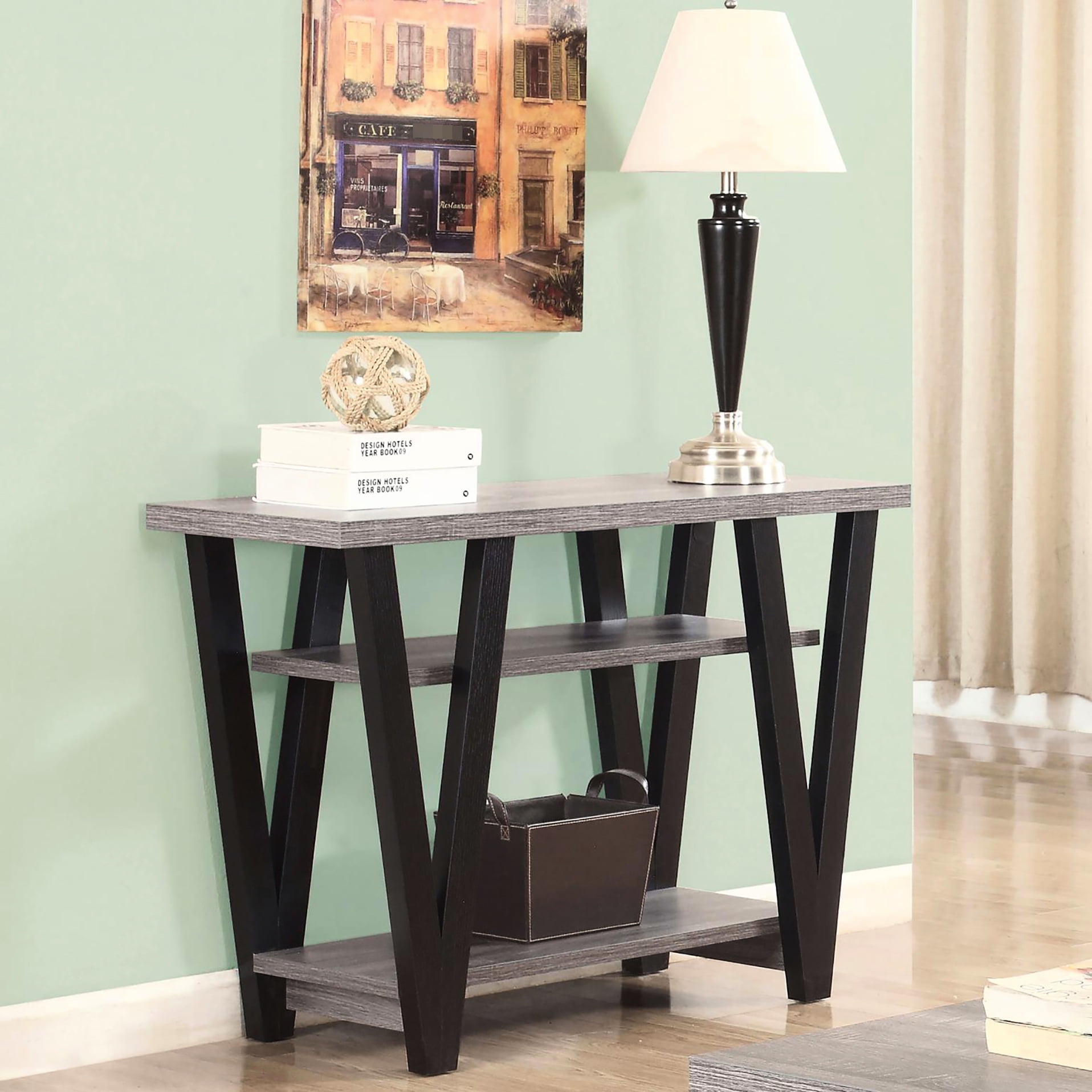 Stunning Rectangular Table In Antique Grey And Black Finish Attractive ...