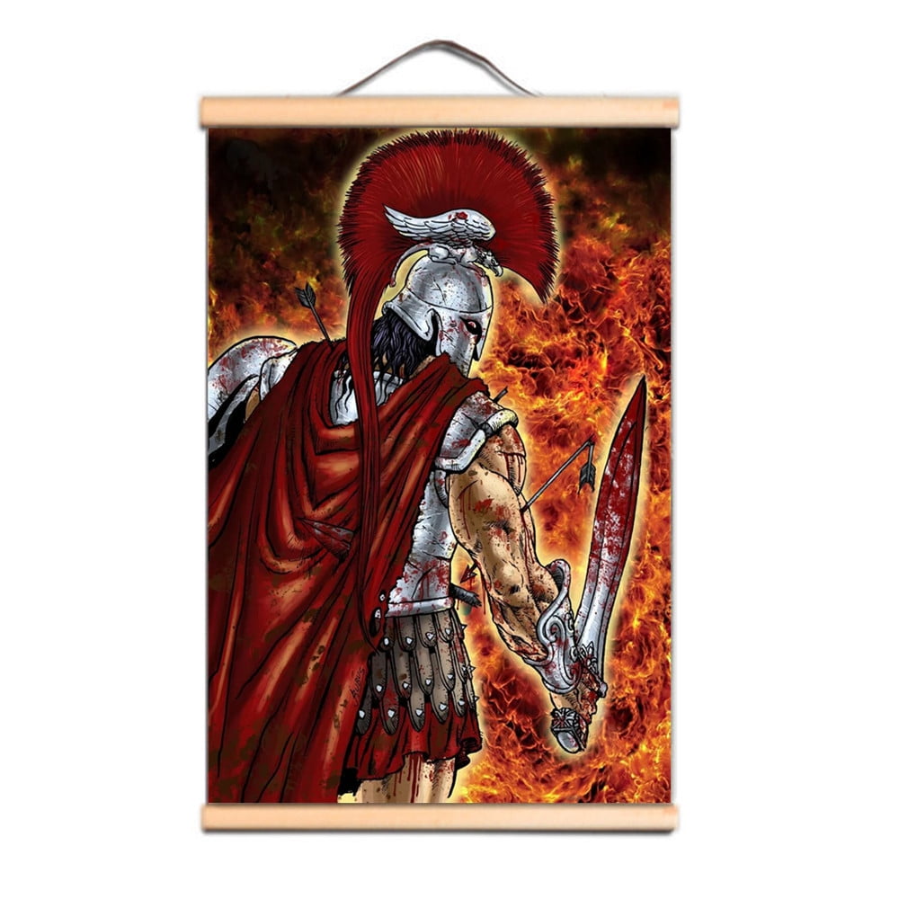 Here's a Stunning Scroll Painting of a Templar Knight, Vintage Canvas ...