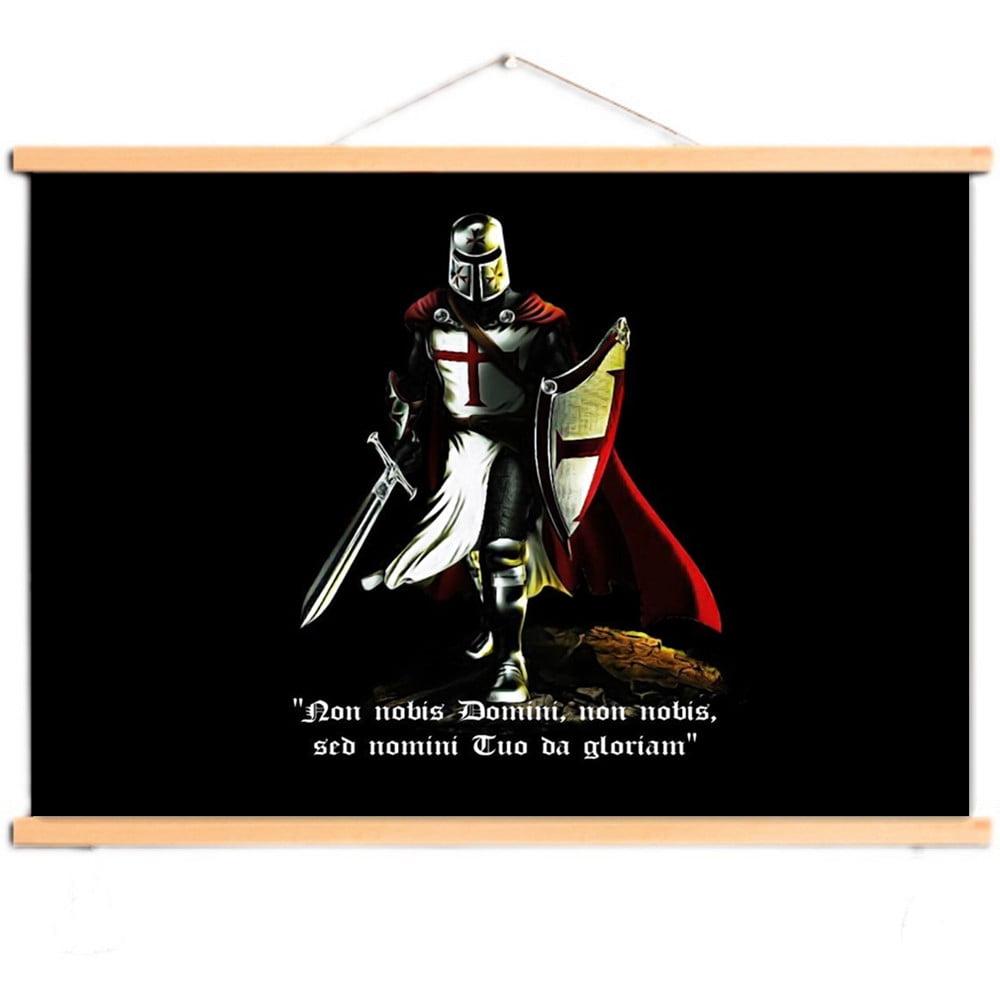Here's a Stunning Scroll Painting of a Templar Knight, Vintage Canvas ...