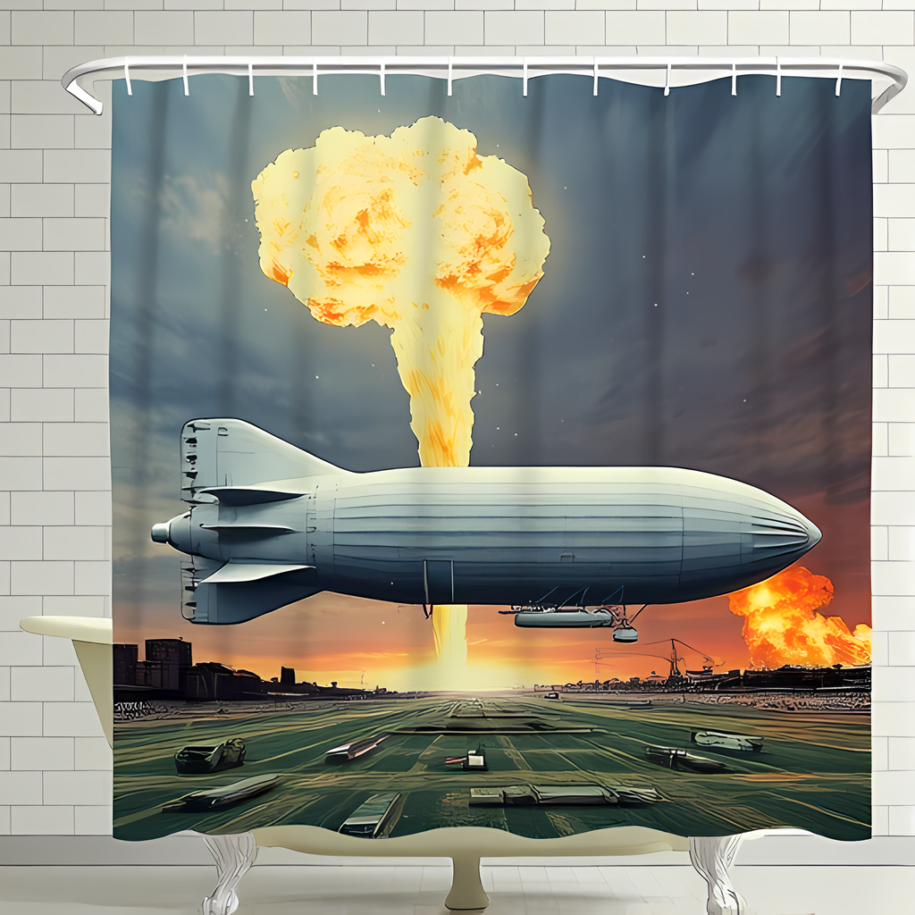 Stunning Shower Curtain with Airship & Nuclear Explosion Design - Post ...