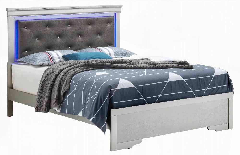 Stunning Silver Champagne Transitional King Bed Built to Last & Fit Any ...