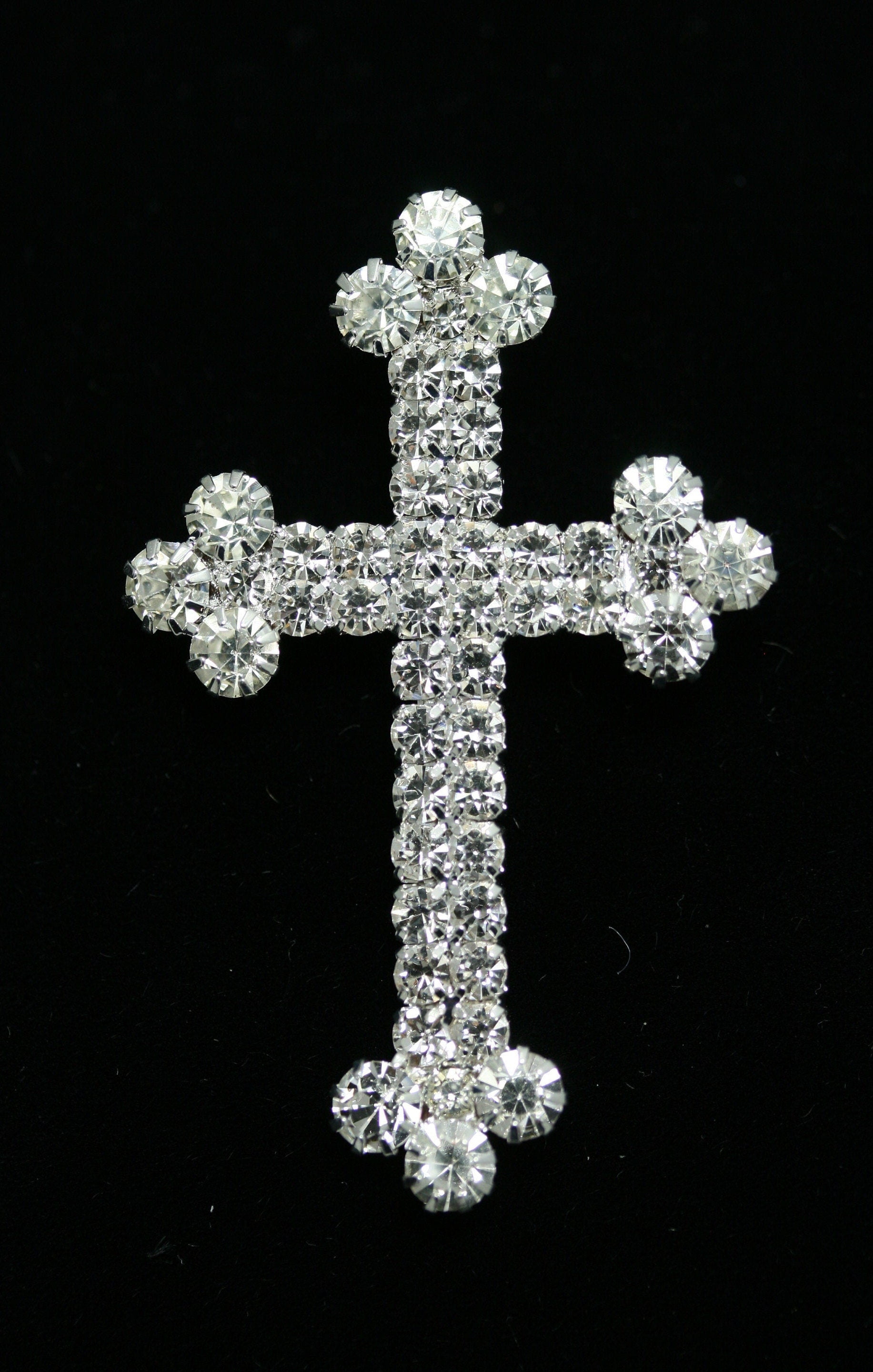 Stunning Silver and Gold Tone Crystal Rhinestone Christian Budded Cross ...