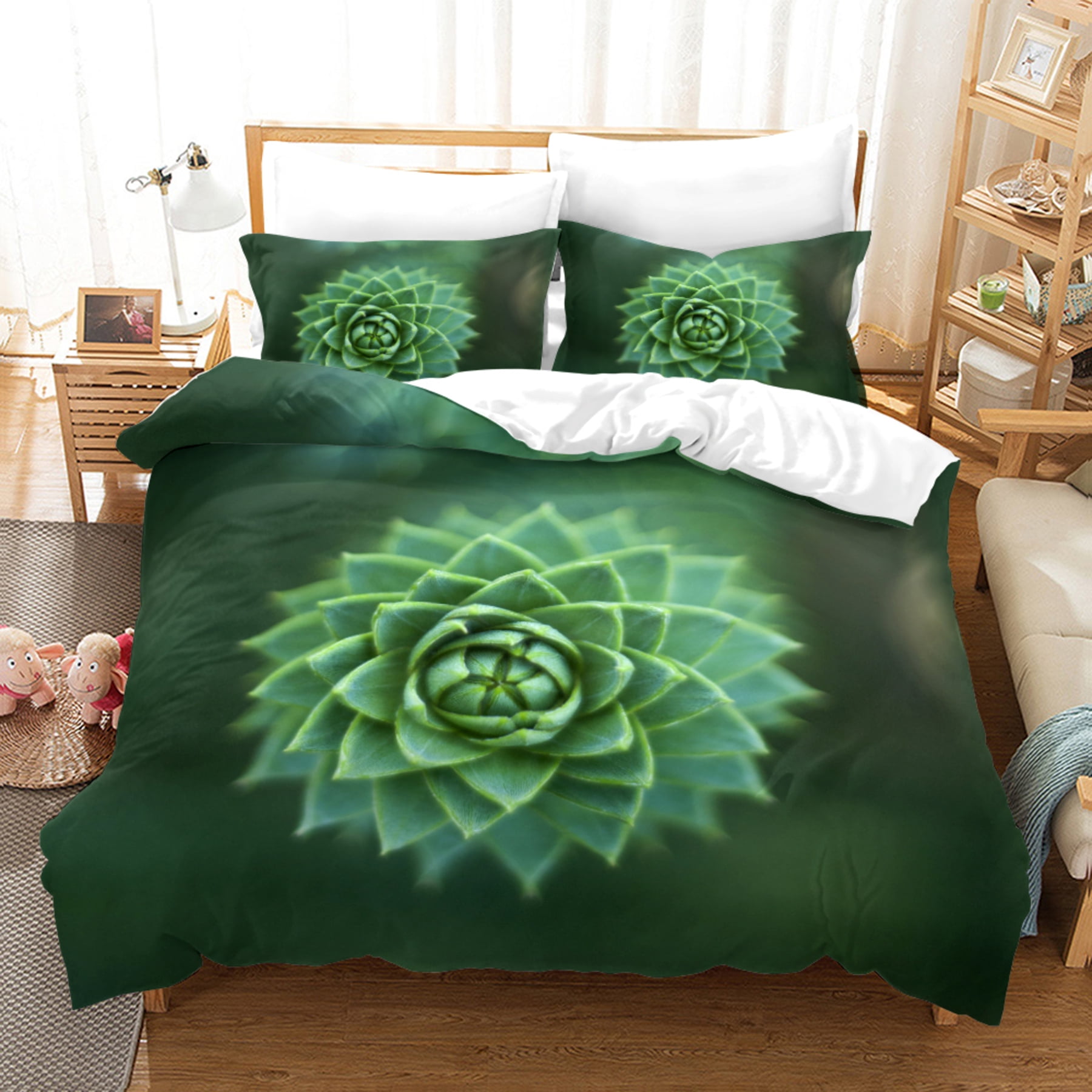 Stunning Succulent Bedding Set Luxurious Green Floral Design for a ...