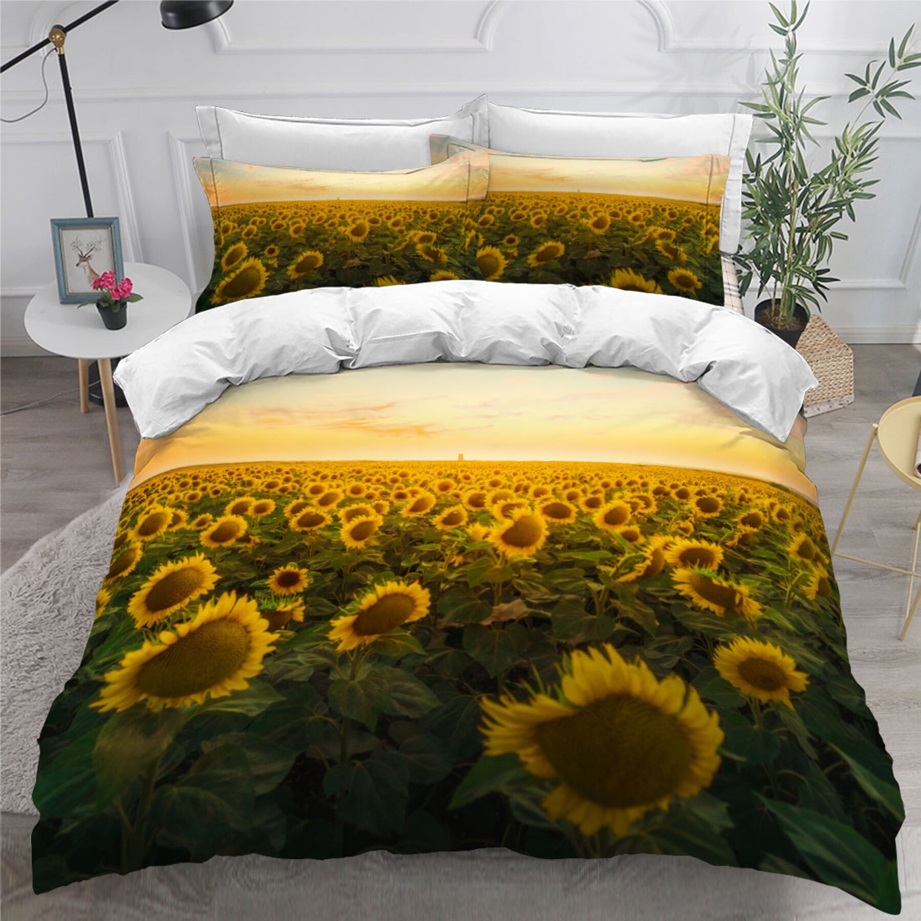Stunning Sunflower Field Bedding Set Vibrant Sunset Design for a Serene ...