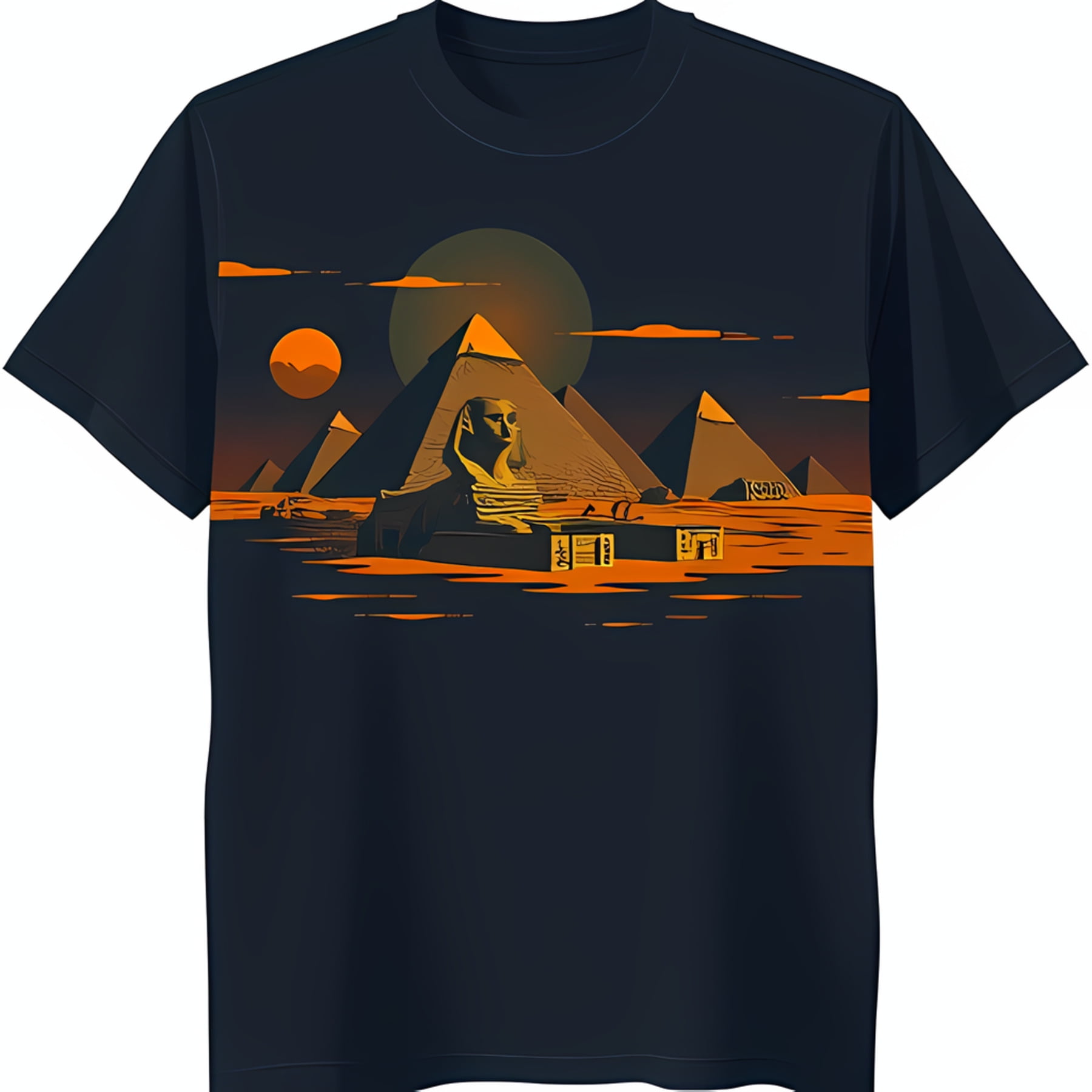 Stunning Sunset Desert Scene Graphic Tee Sphinx & Pyramids Design on ...