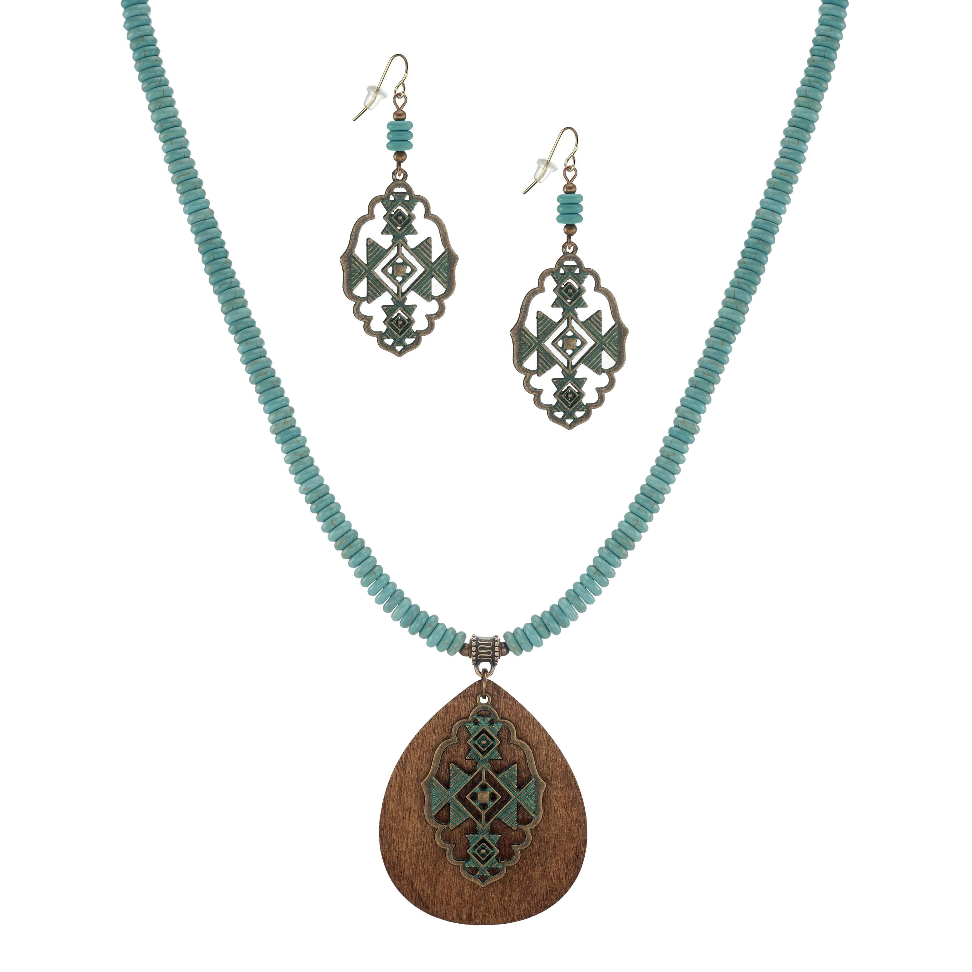Stunning Turquoise Boho Vintage Inspired Abstract Copper Patina and ...
