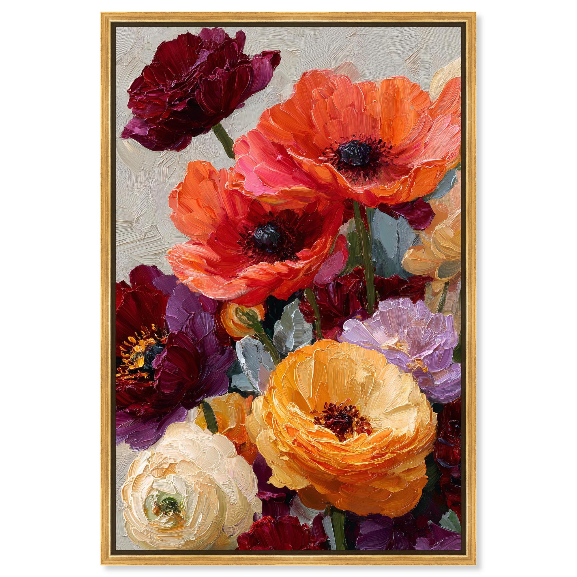 Stunning Vibrant Floral Canvas Print Autum Art by Art Remedy, Gold ...