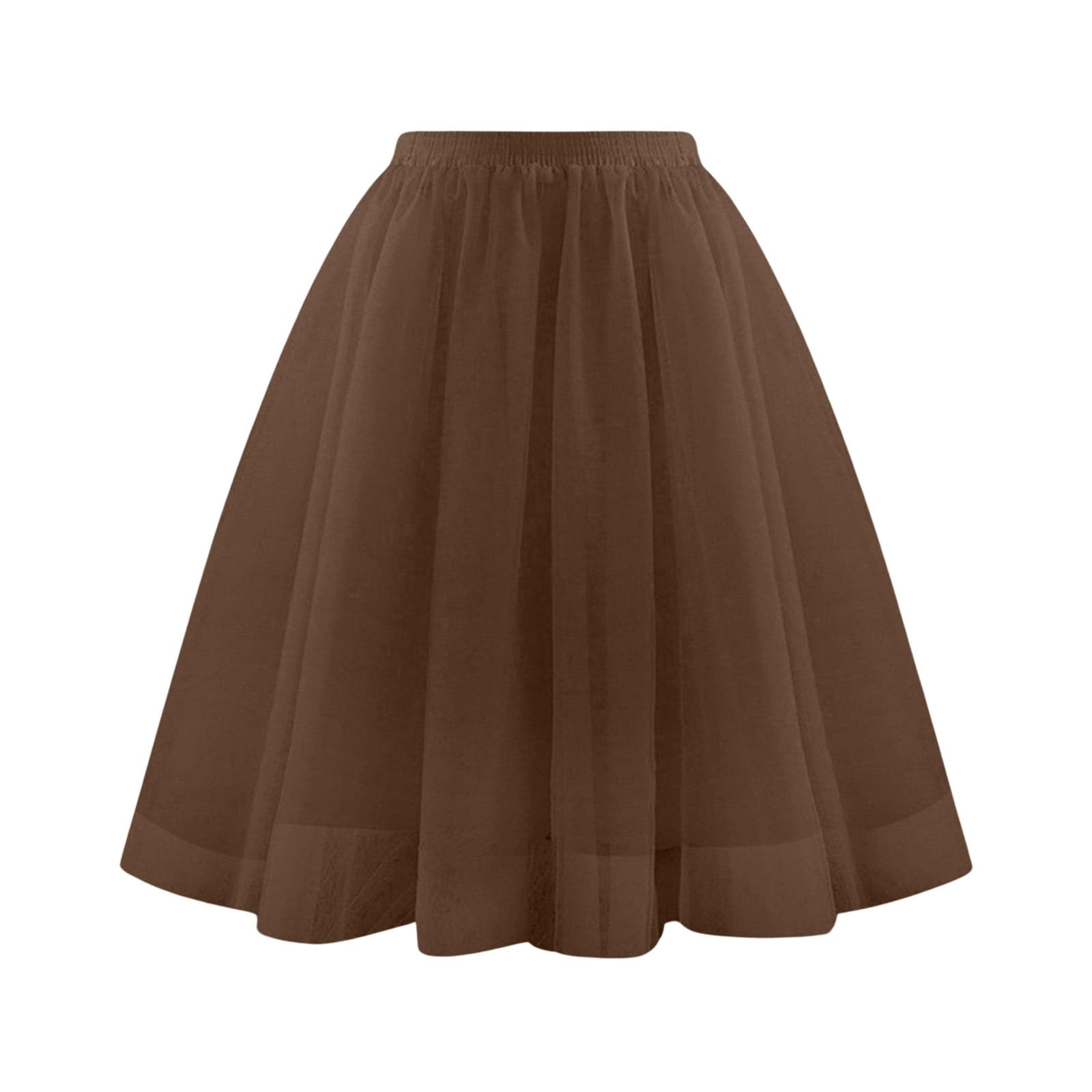 Stunning Waist Pleated Mesh Skirt Soft Drape Mid Length A-Line Design ...