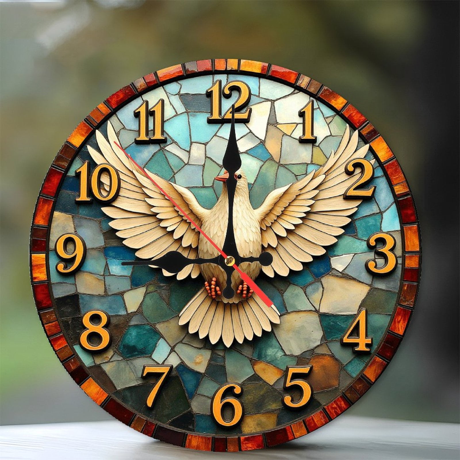 Stunning Wall Clock with Artistic Dove Design 10-Inch Silent Wooden ...