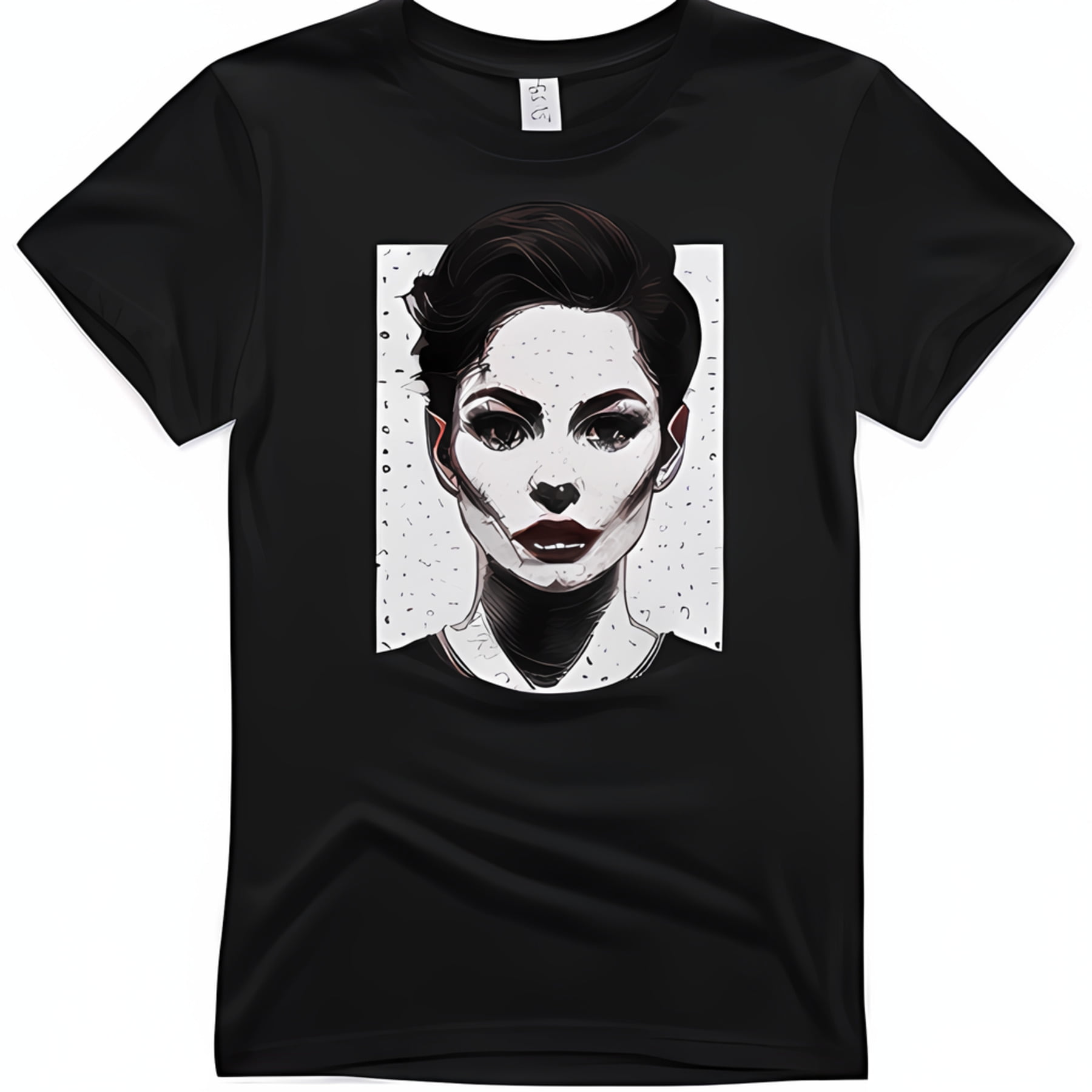 Stunning Young Woman Portrait Vector Style Black T-Shirt Comic Book ...