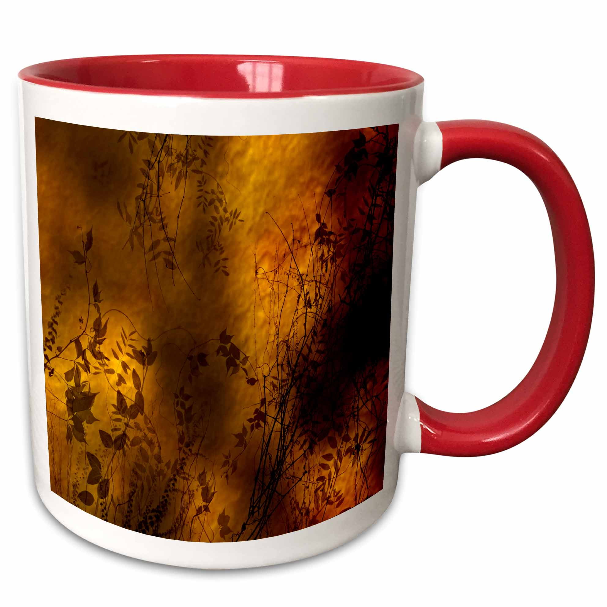 Stunning bronze background and damask patterns 15oz Two-Tone Red Mug ...